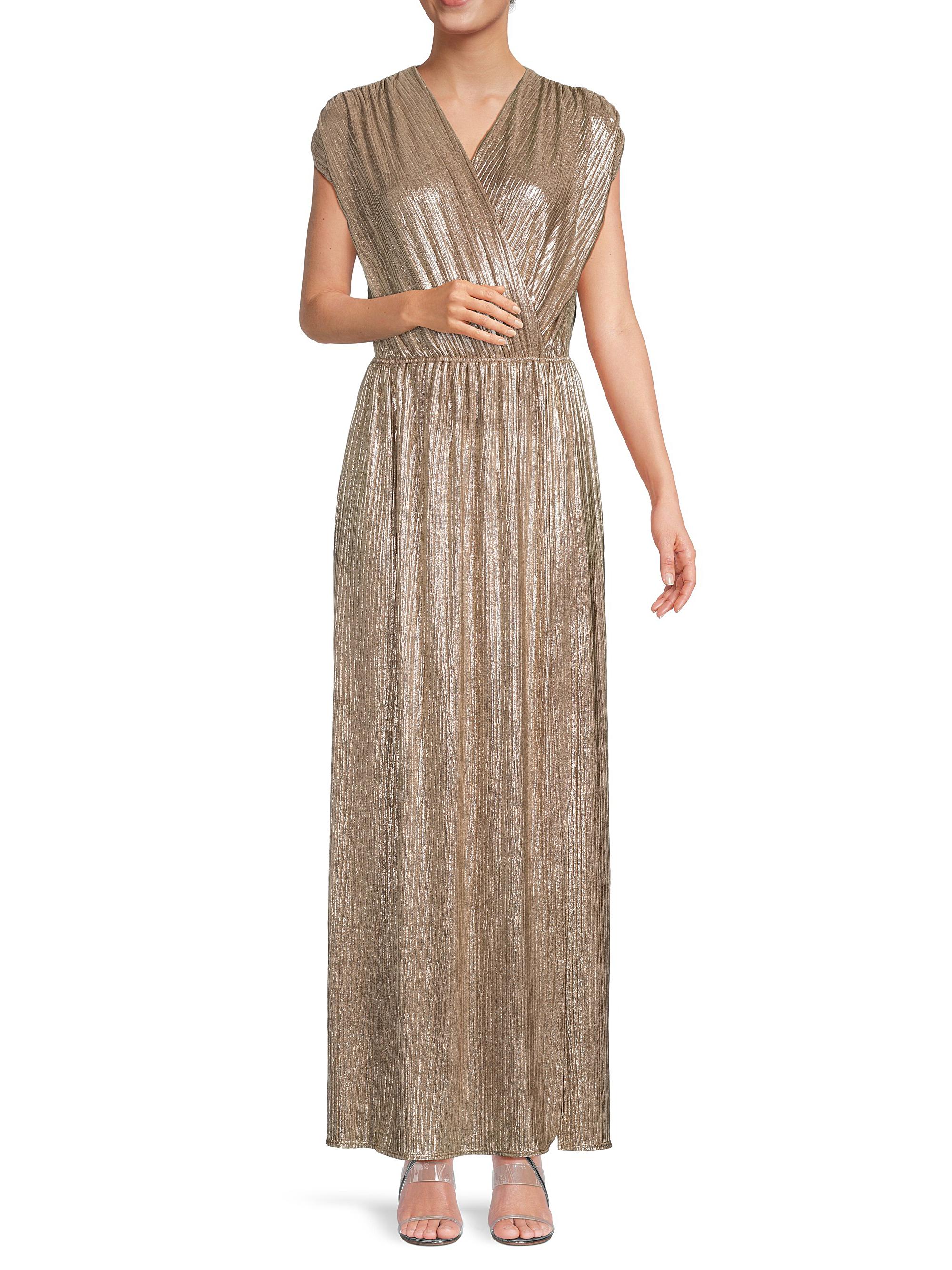Click here for Renee C. Womens Faux Wrap Metallic Maxi Dress - Go... prices