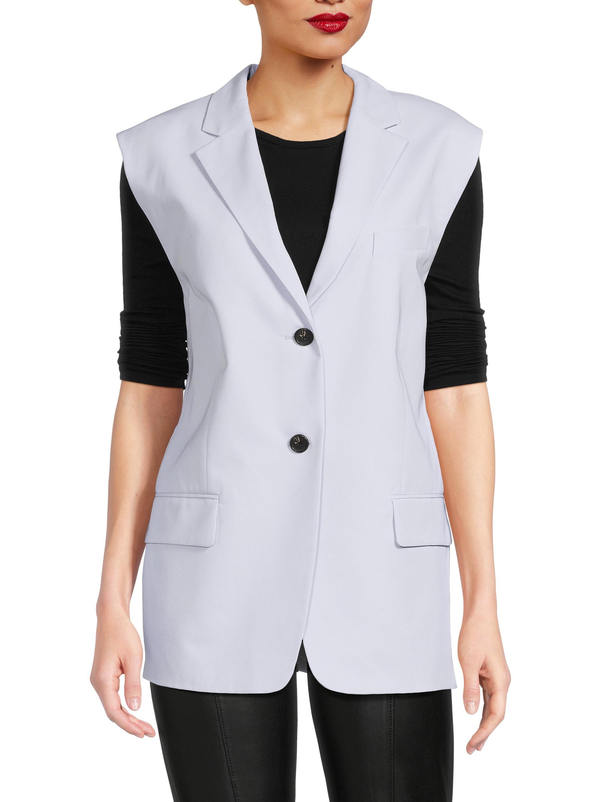 Click here for Theory Womens Boxy Twill Vest - Grey - Size M/L prices