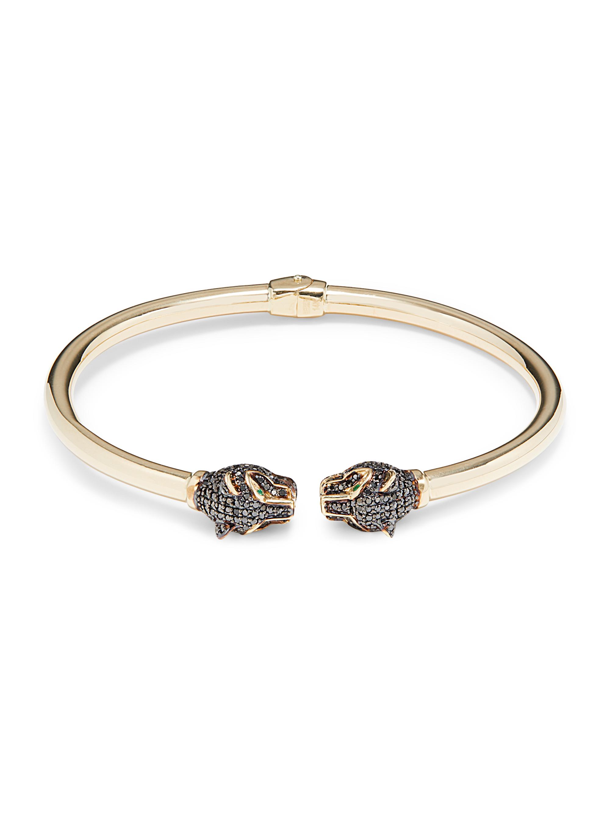 Click here for Effy Womens 14K Yellow Gold  Emerald & Black 0.82... prices