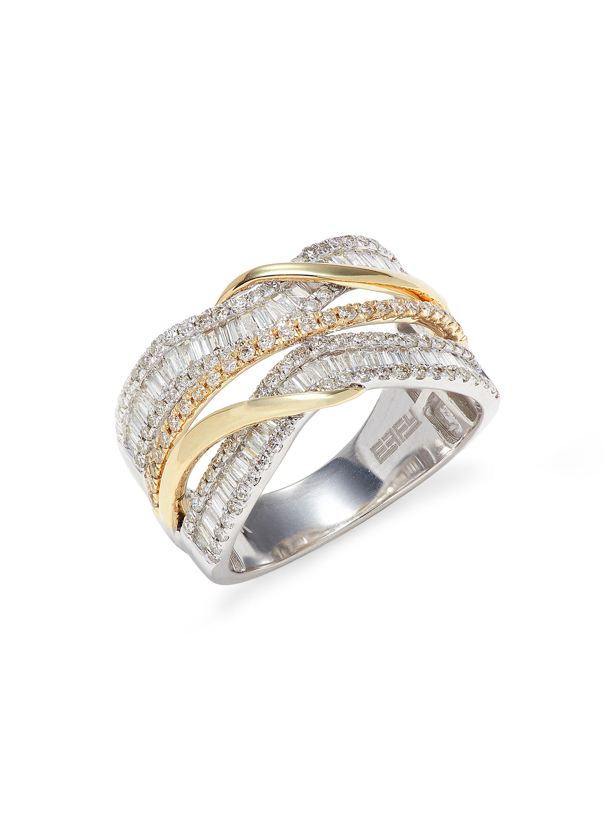 Click here for Effy Womens 14K Two Tone Gold & 0.94 TCW Diamond H... prices