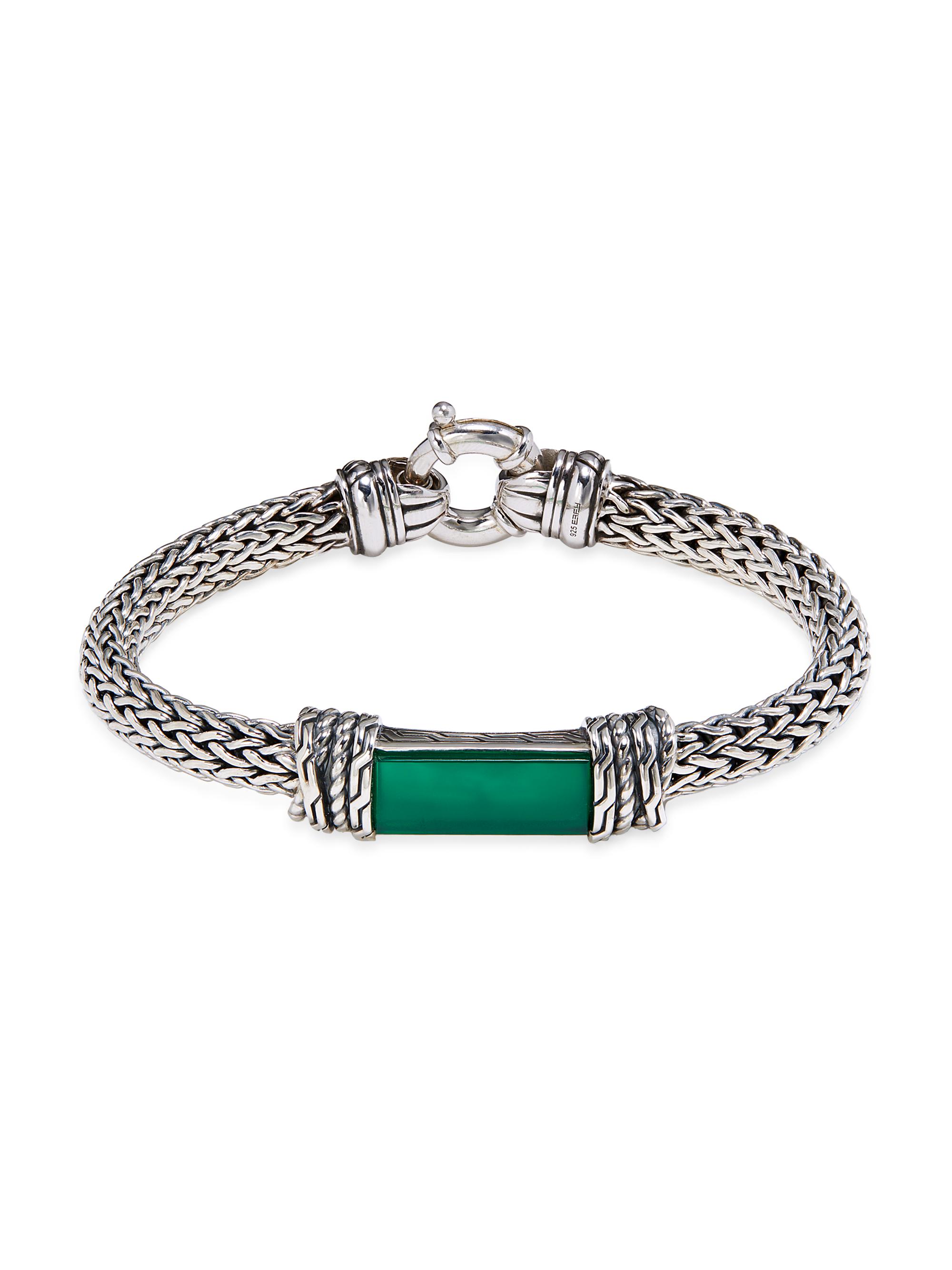 Click here for Effy Womens Sterling Silver & Green Onyx Bar Chain... prices