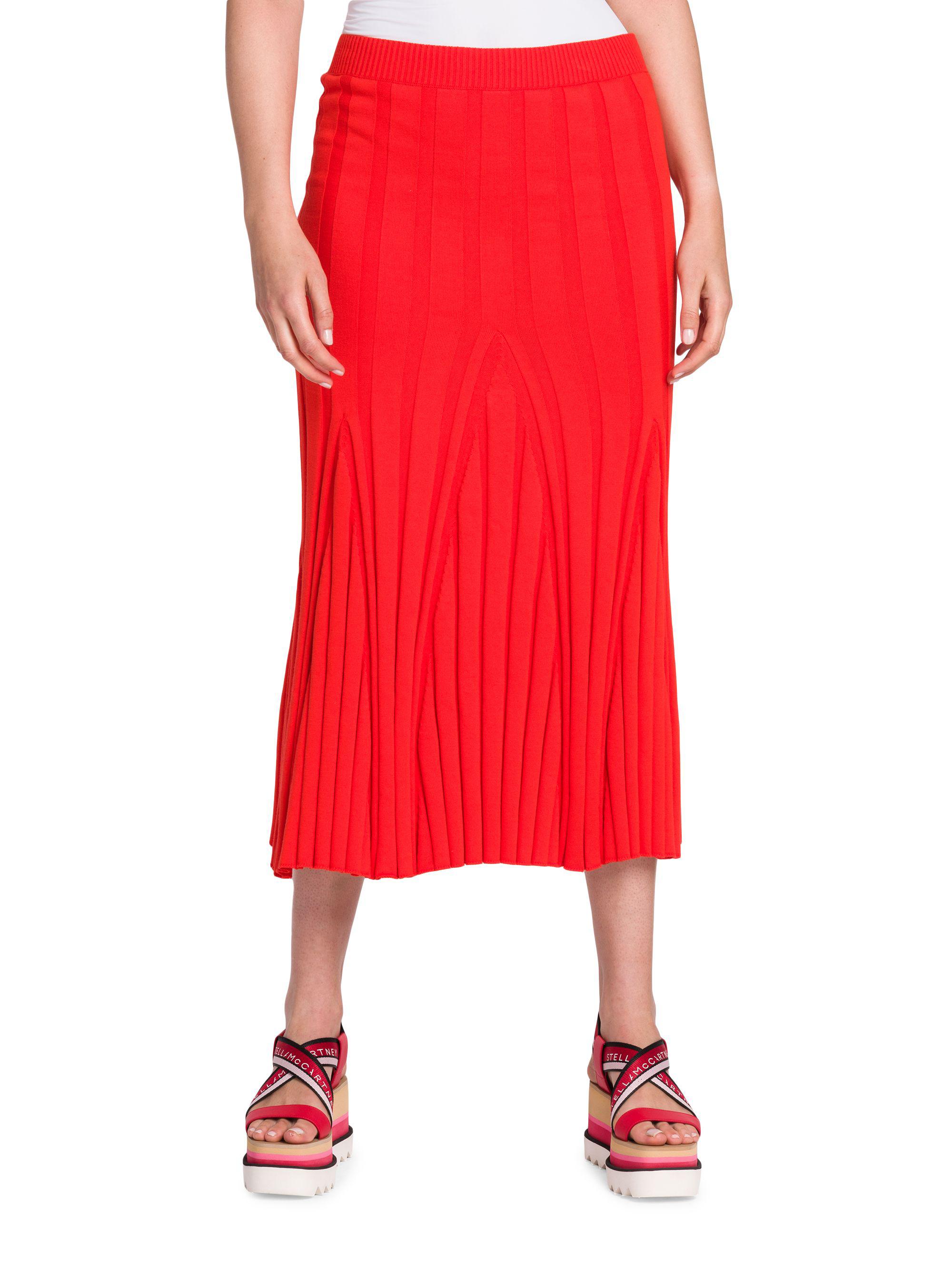 Click here for Stella Mccartney Womens Wide Ribbed Midi Skirt - R... prices