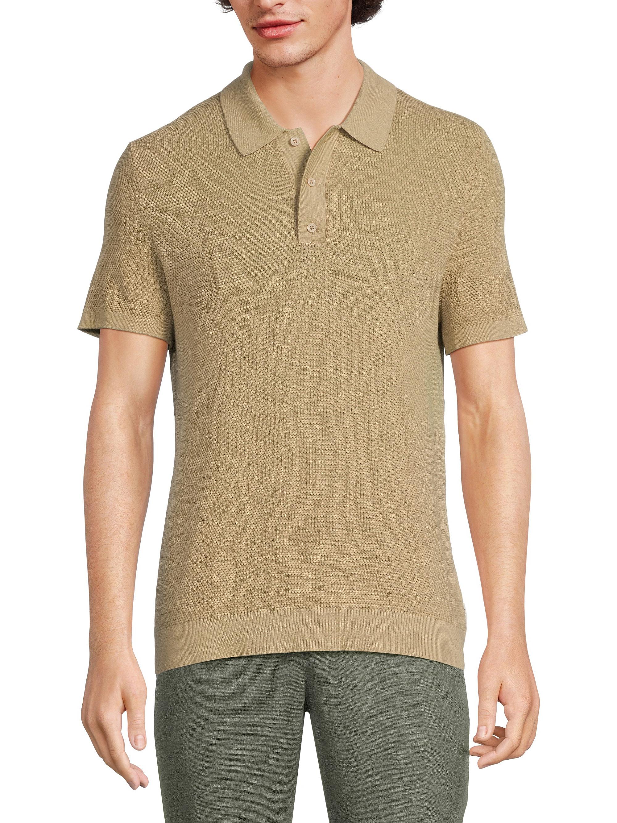Click here for Onia Mens Textured Polo - Sand - Size M prices