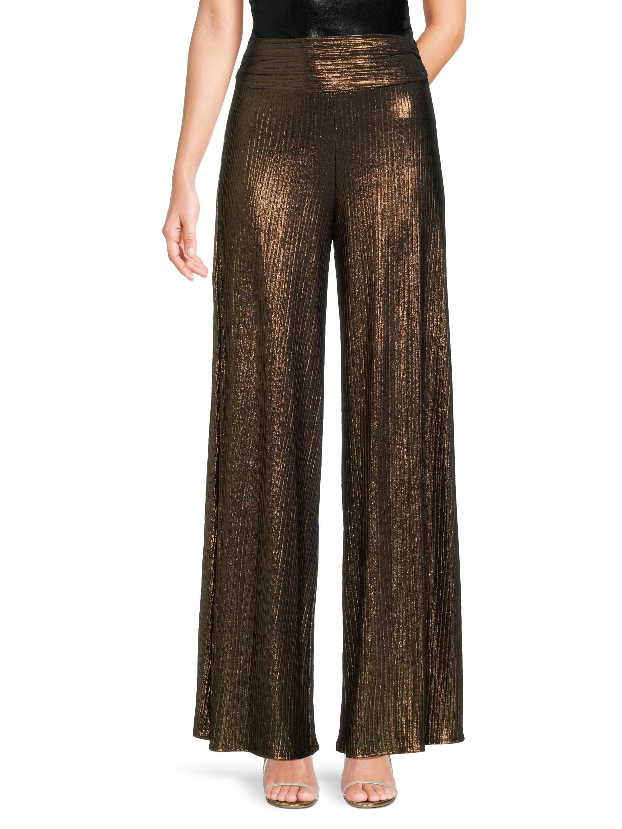 Click here for Renee C. Womens Metallic Wide Leg Pants - Bronze -... prices