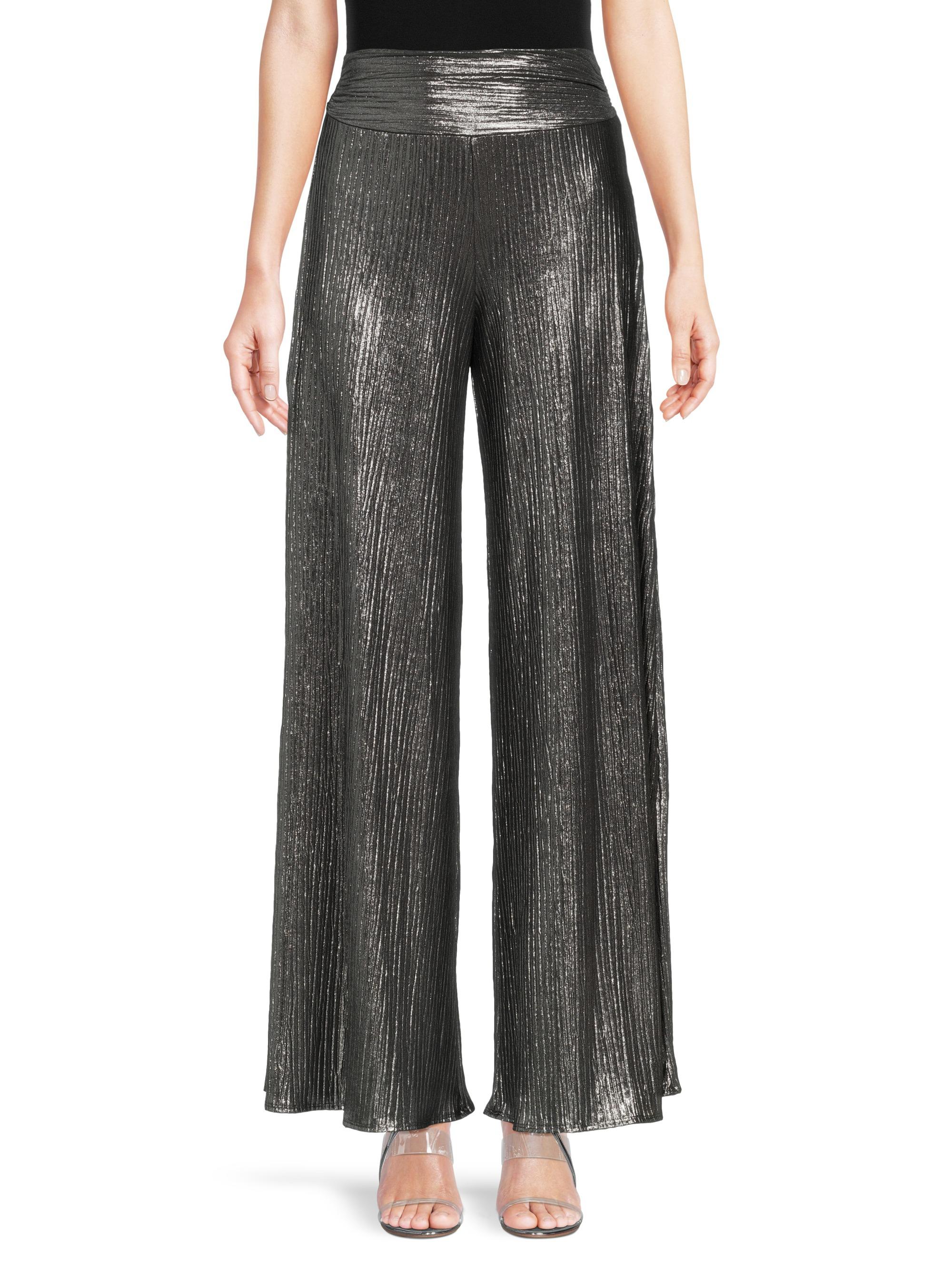 Click here for Renee C. Womens Metallic Wide Leg Pants - Silver -... prices