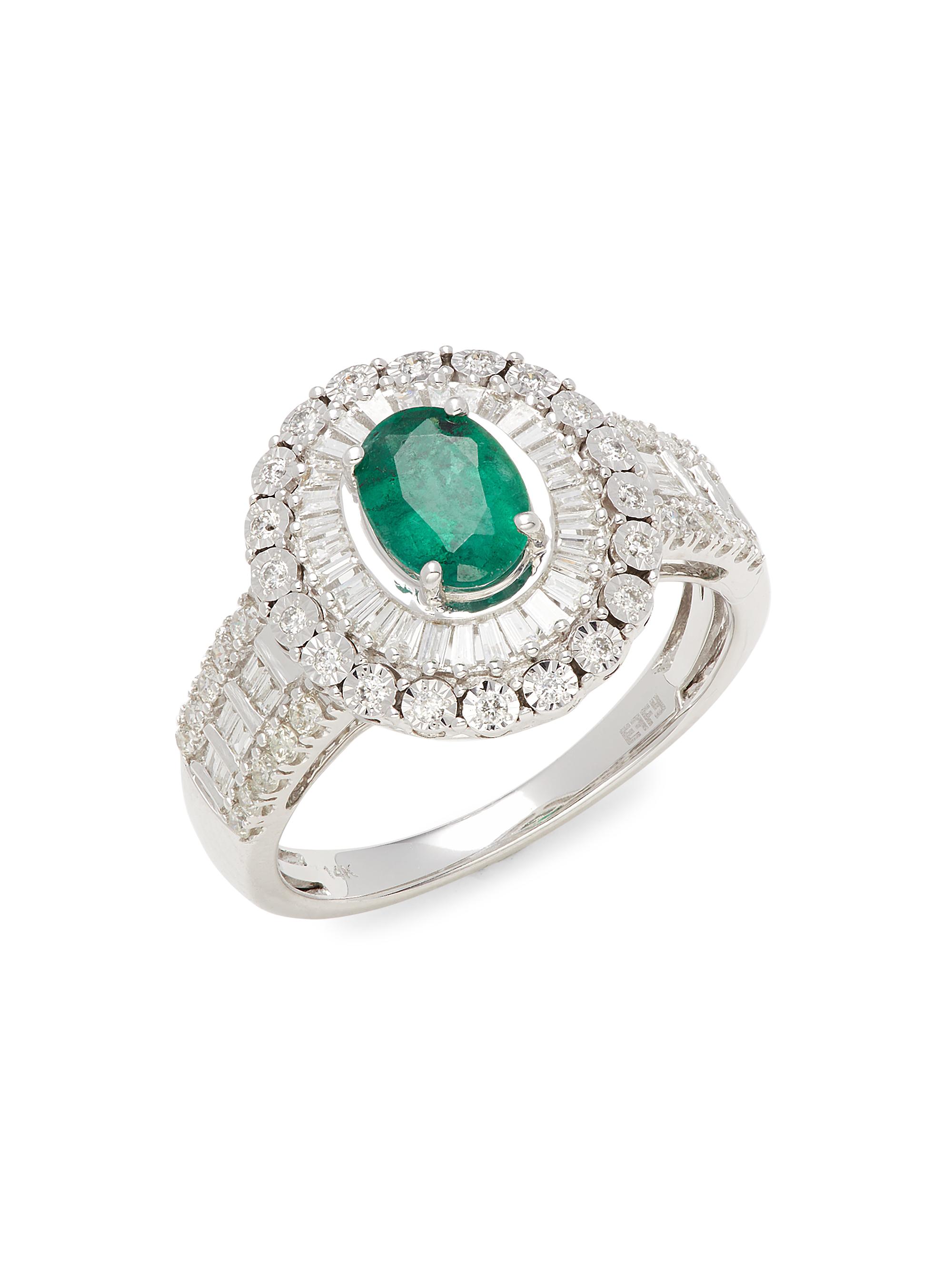 Click here for Effy Womens 14K White Gold  0.76 TCW Emerald & 0.4... prices