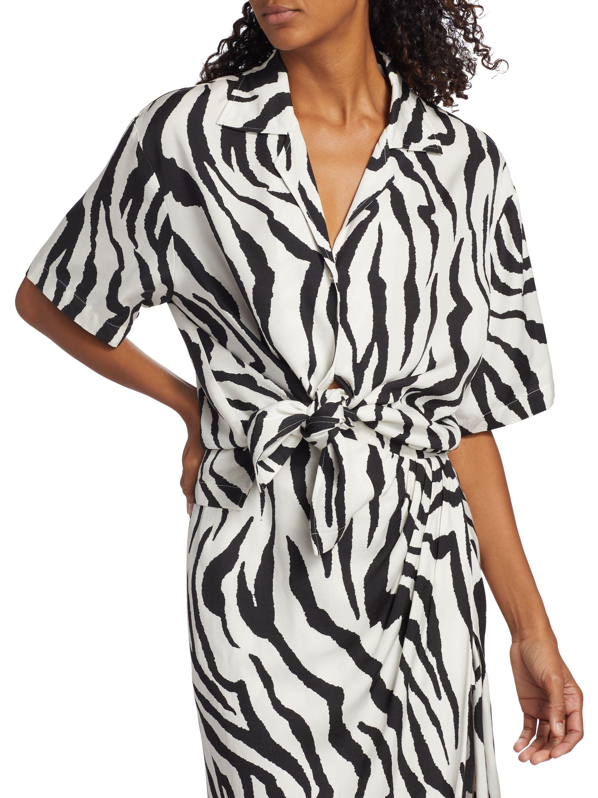Click here for Ronny Kobo Womens Chico Zebra Relaxed Shirt - Zebr... prices