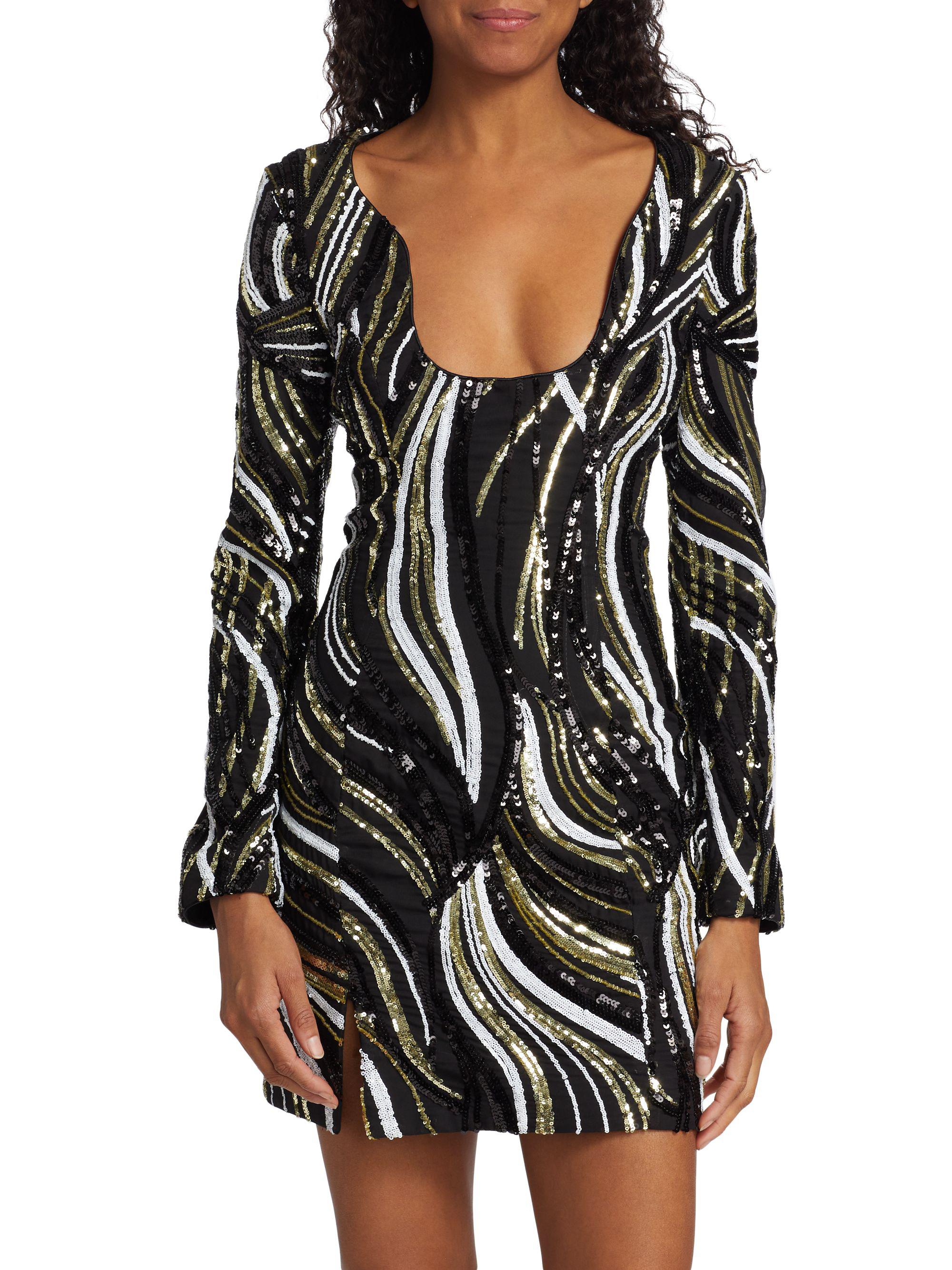 Click here for Halpern Womens Sequin Scoopneck Minidress - Dark -... prices