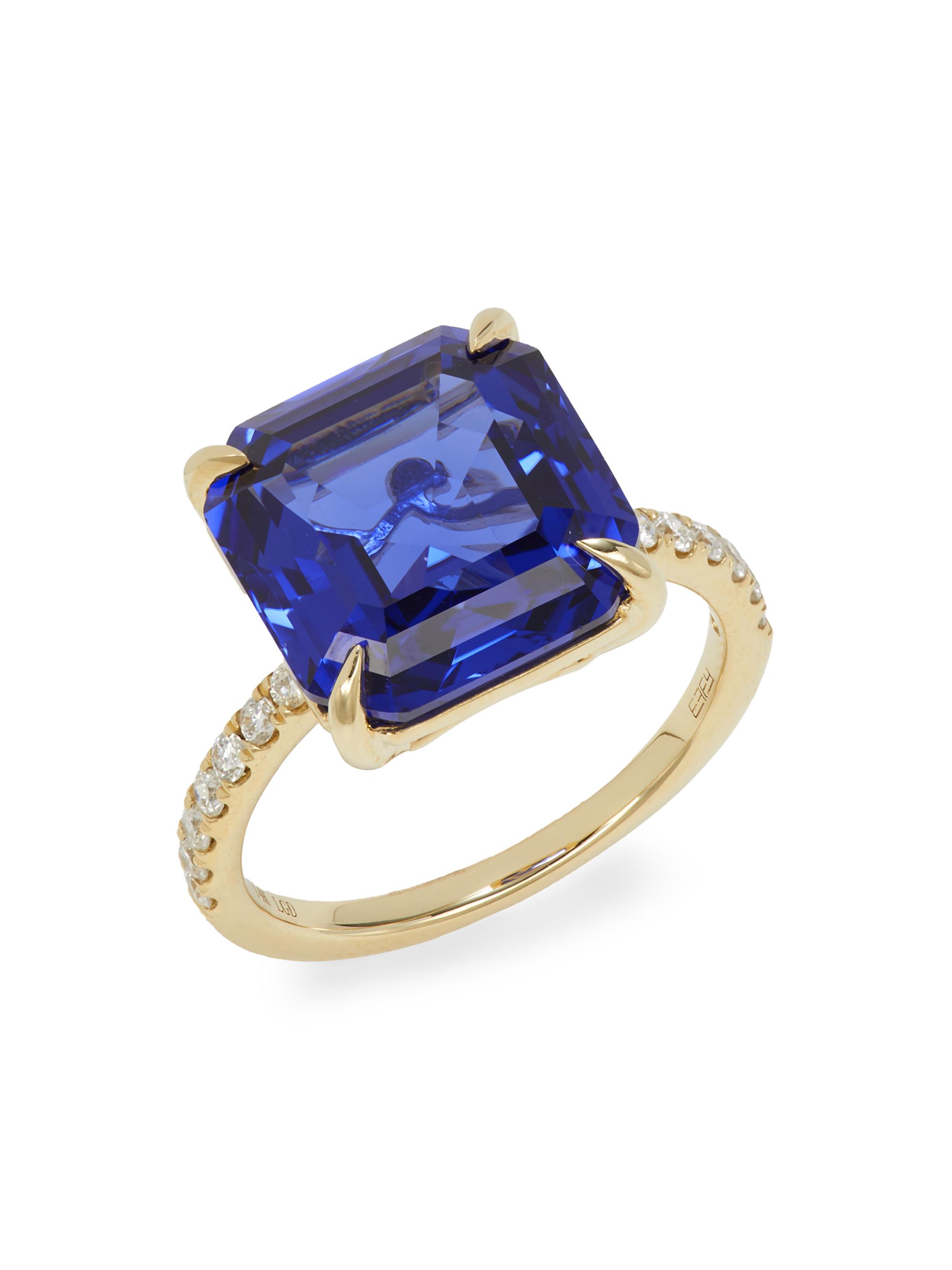Click here for Effy Womens 14K Yellow Gold  Lab-Grown Sapphire &... prices
