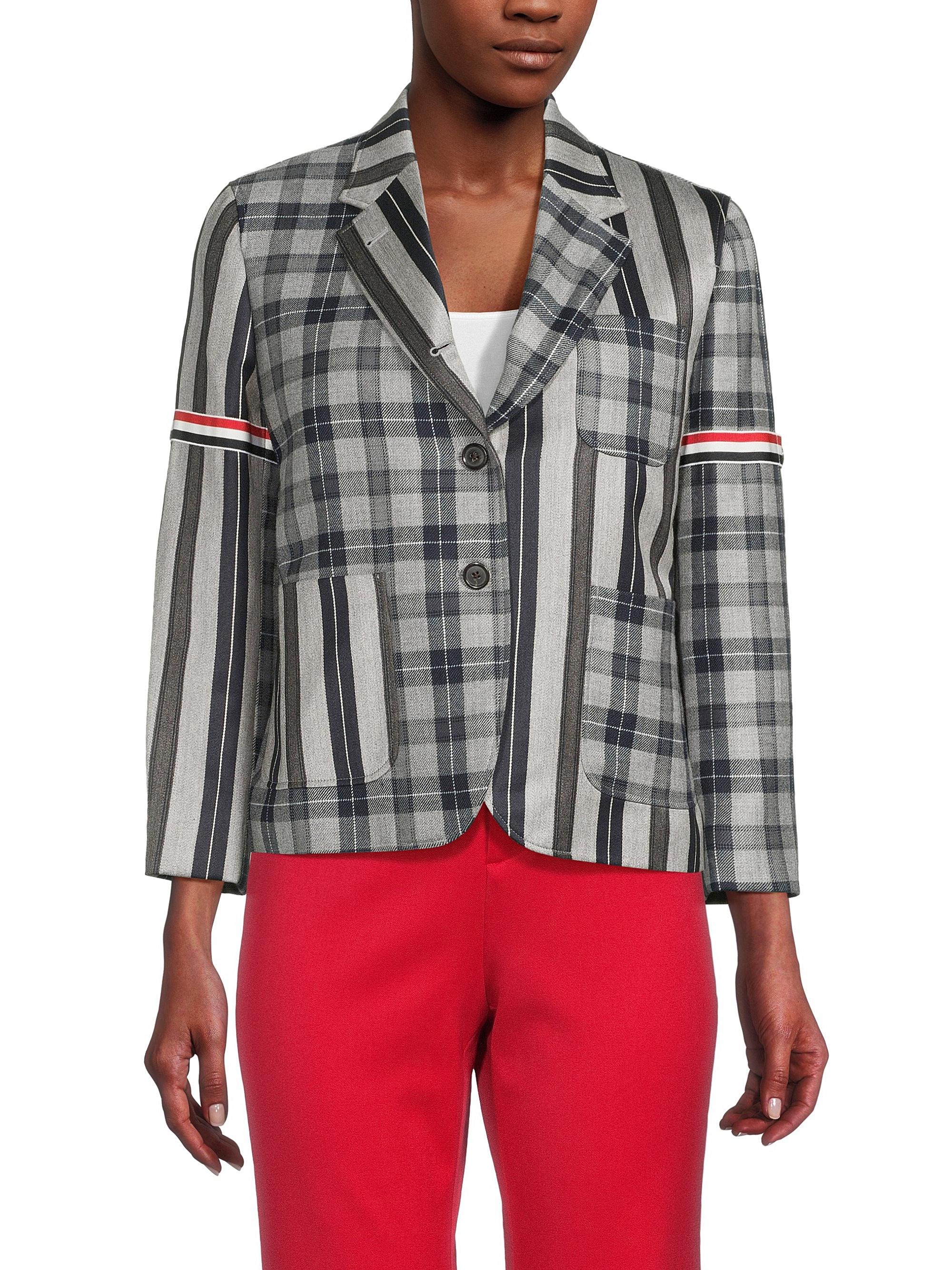 Click here for Thom Browne Womens Plaid Wool Sport Coat - Medium... prices