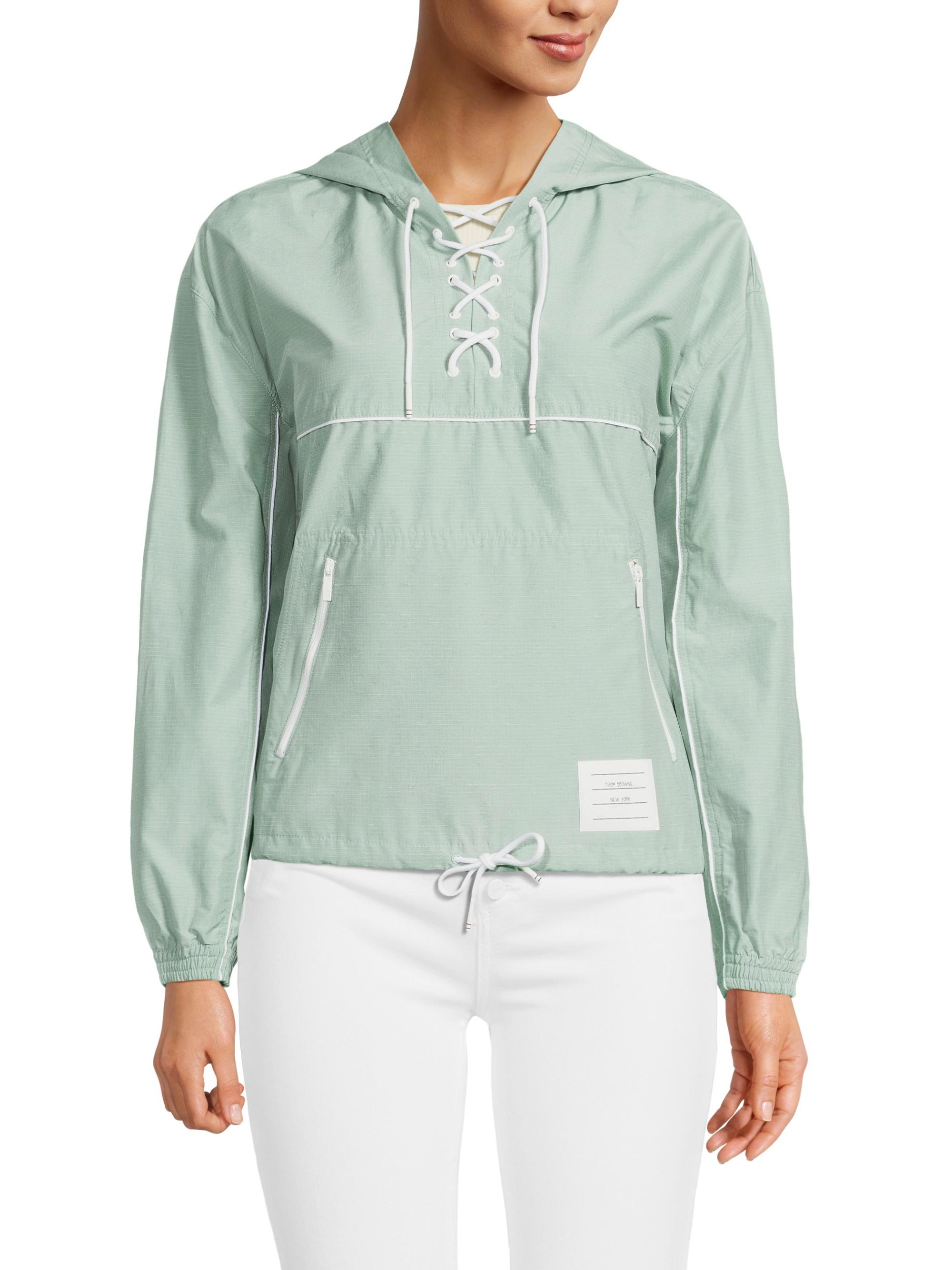 Click here for Thom Browne Womens Drop Shoulder Drawstring Hoodie... prices