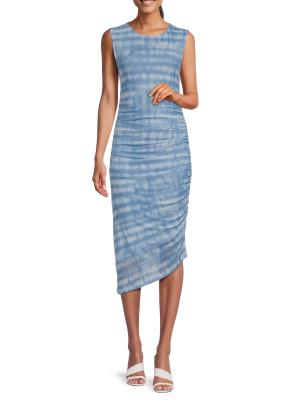 Calvin Klein Tie Dye Ruched Midi Sheath Dress on SALE | Saks OFF 5TH