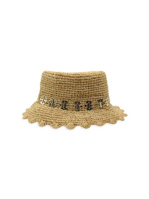 Paco Rabbane Emb Paco Rabanne Embellished Scalloped Bucket Hat In Beige ...