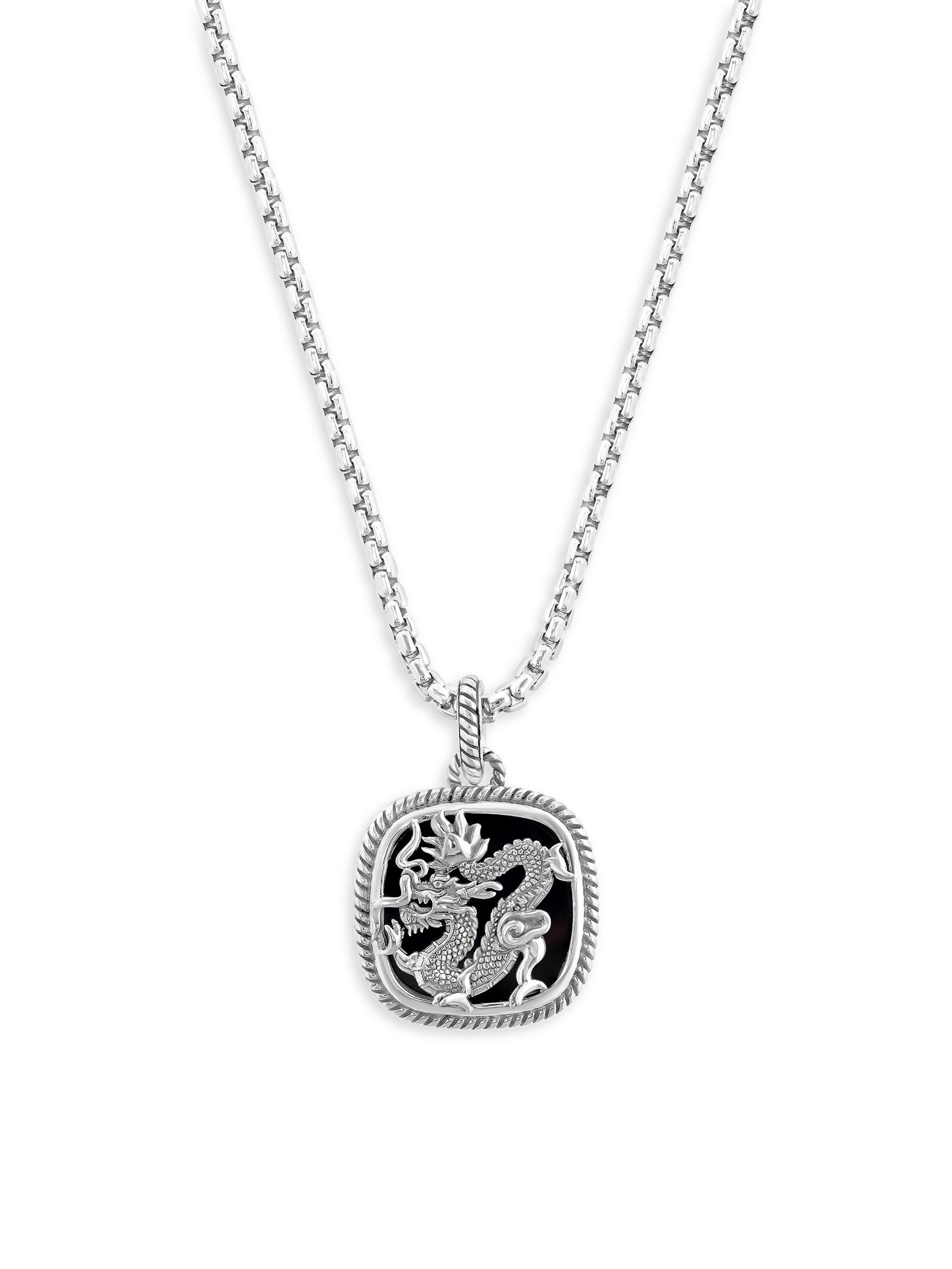 Click here for Effy Mens Sterling Silver & Black Onyx Dragon Pend... prices