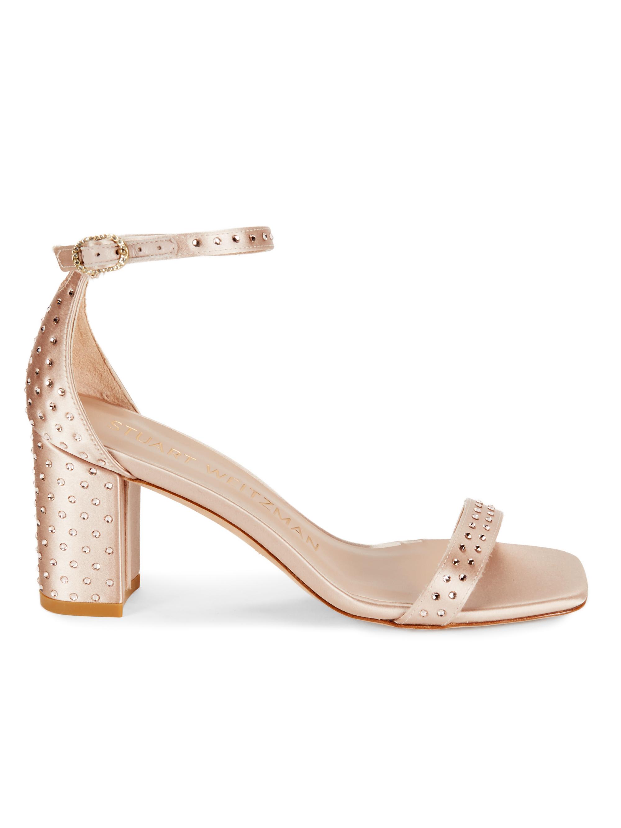 Click here for Stuart Weitzman Womens Nearlynude Satin Embellishe... prices