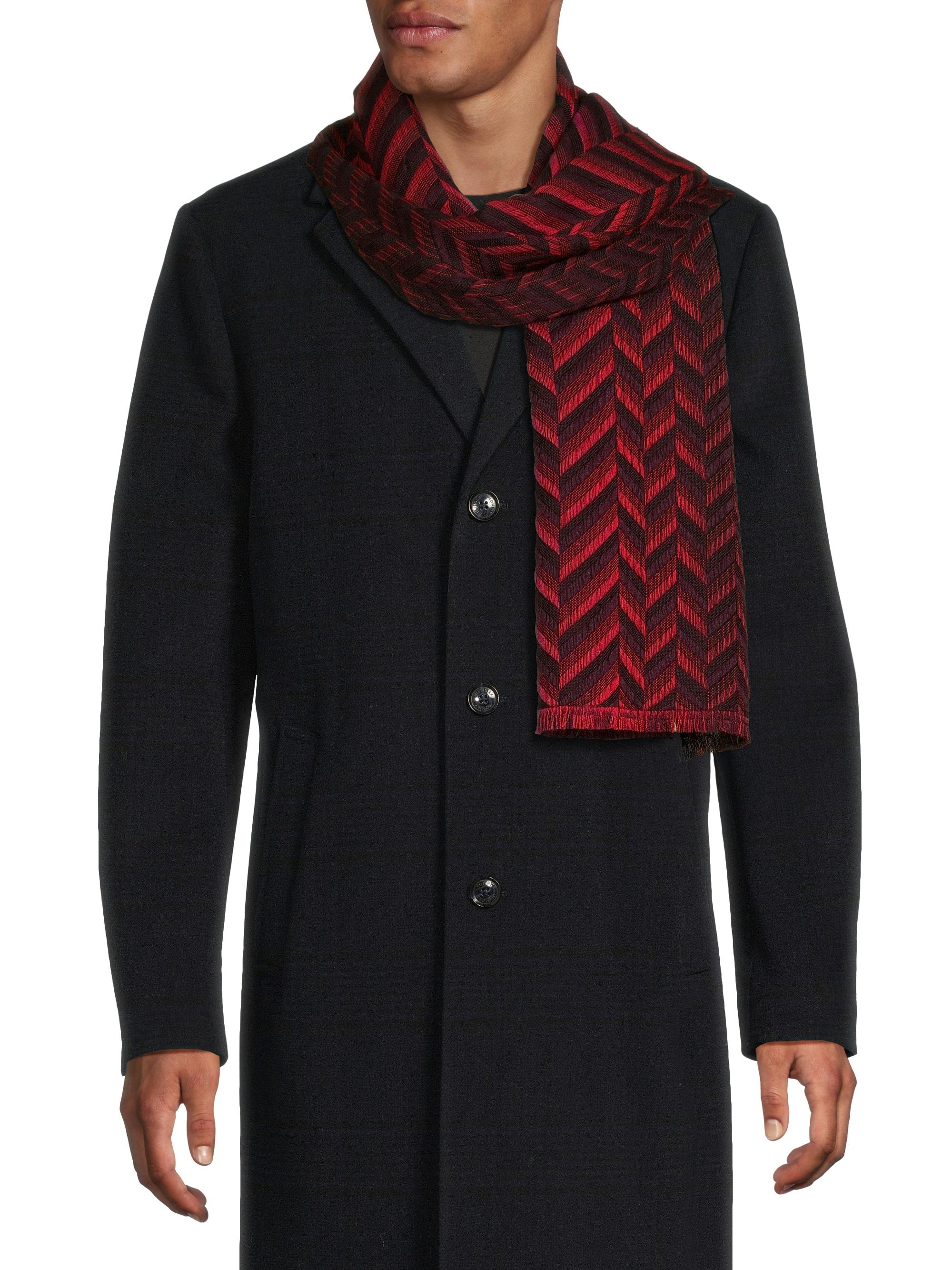 Click here for Missoni Mens Herringbone Wool Blend Scarf - Red Pi... prices