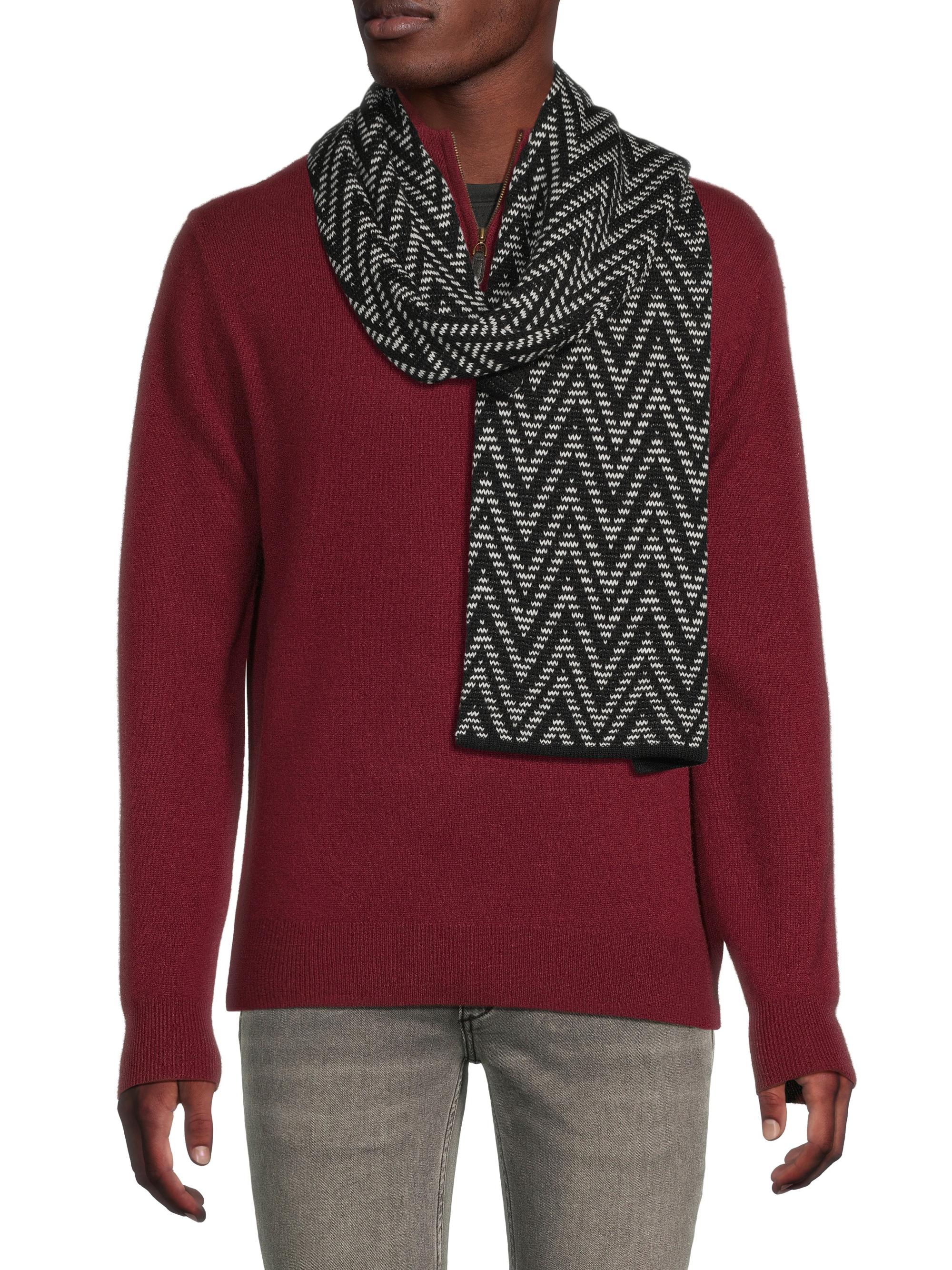 Click here for Missoni Mens Chevron Wool Blend Scarf - Black Grey prices