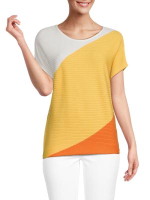T Tahari Colorblock Ribbed Top on SALE | Saks OFF 5TH
