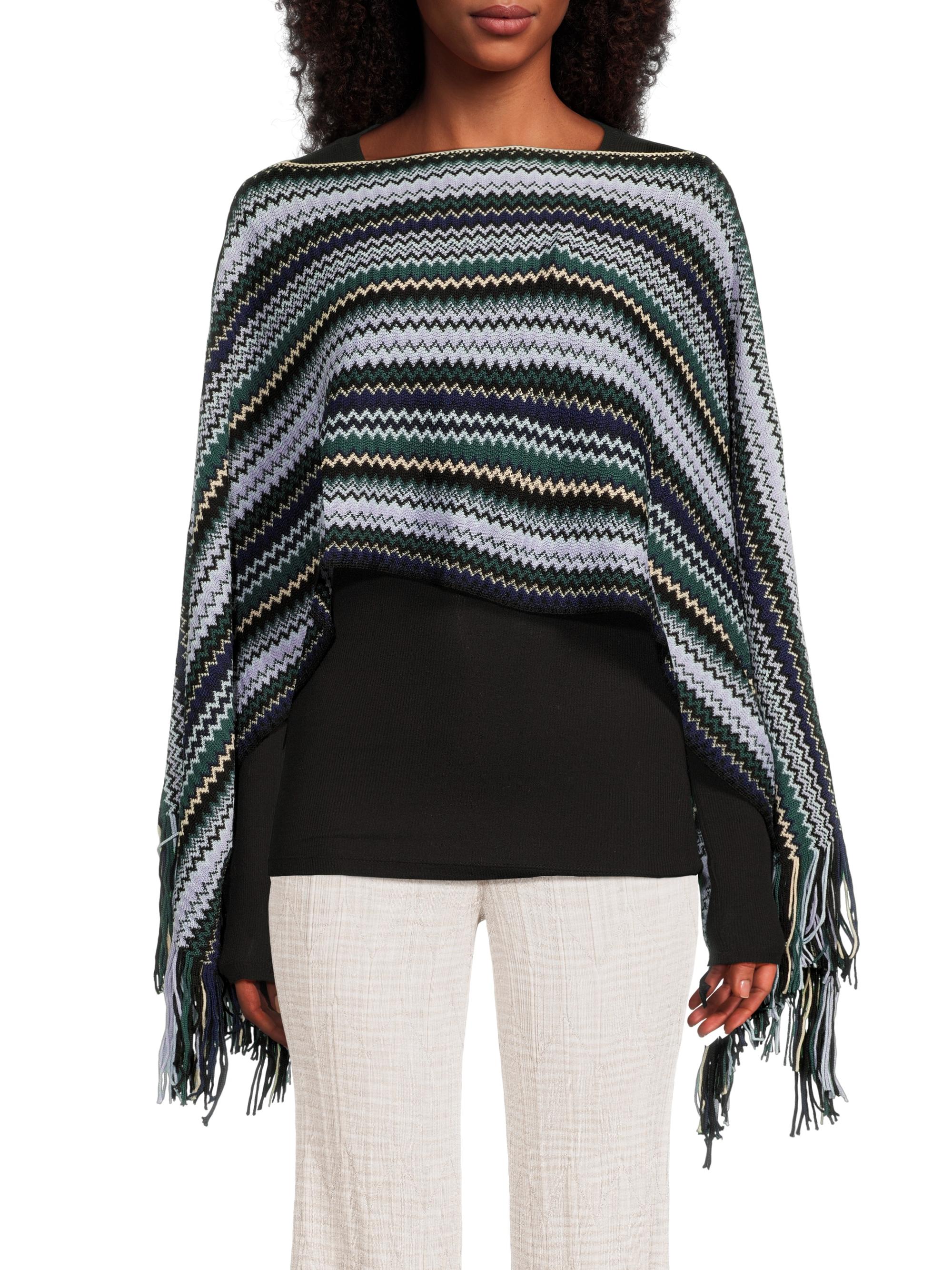 Click here for Missoni Womens Chevron Fringe Wool-Blend Poncho -... prices