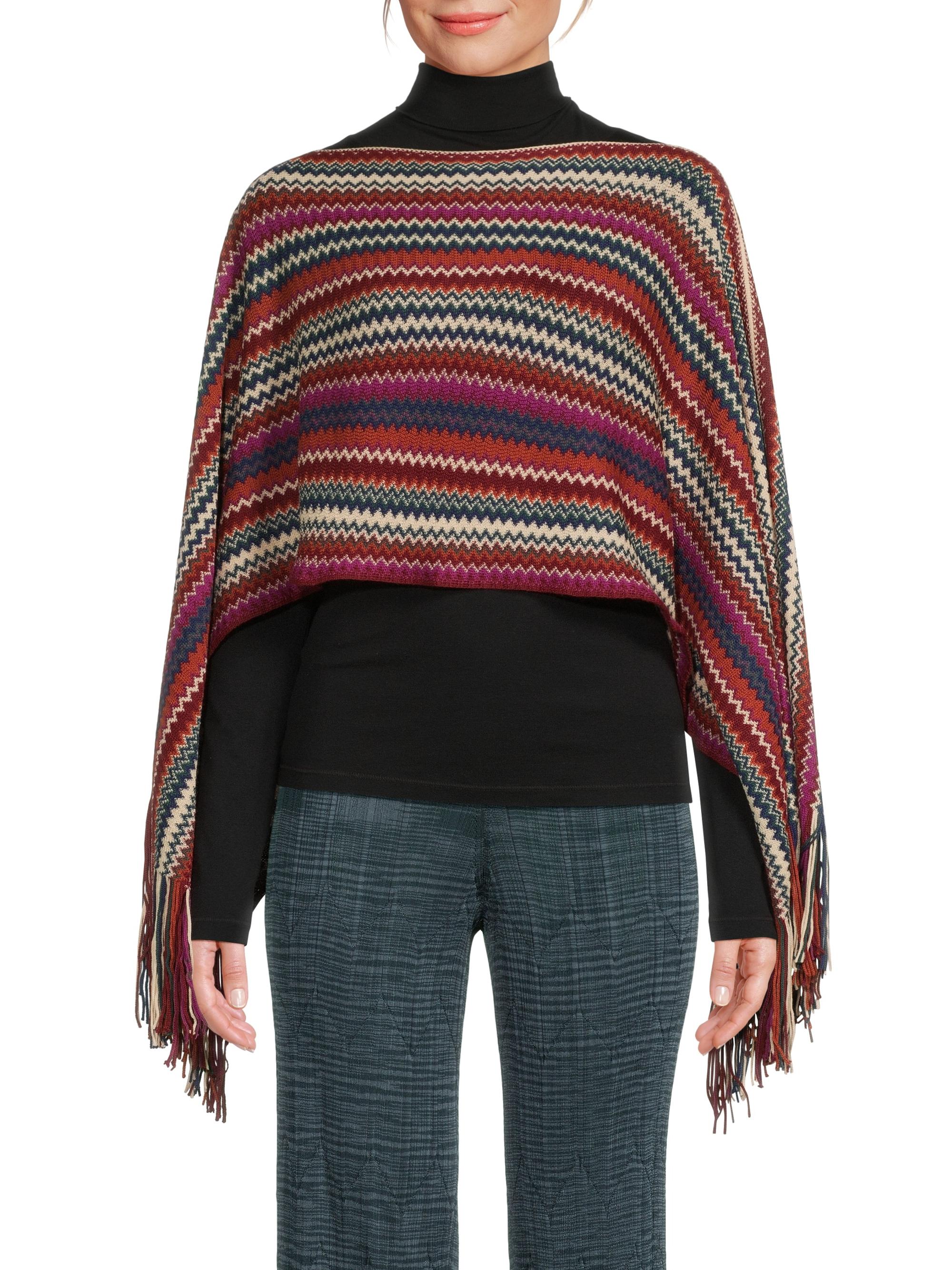 Click here for Missoni Womens Chevron Fringe Wool-Blend Poncho prices