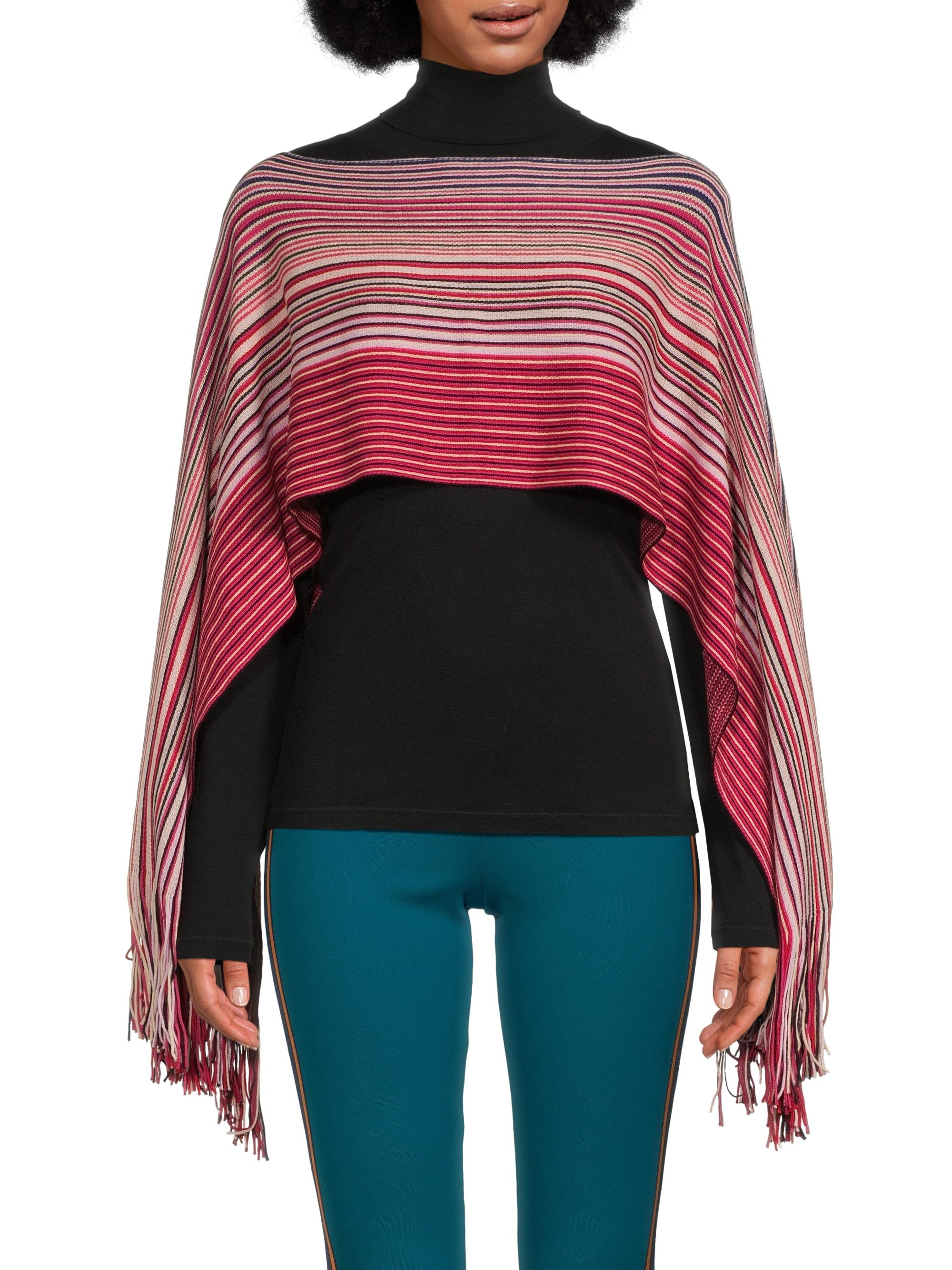 Click here for Missoni Womens Striped Cropped Wool Blend Poncho prices