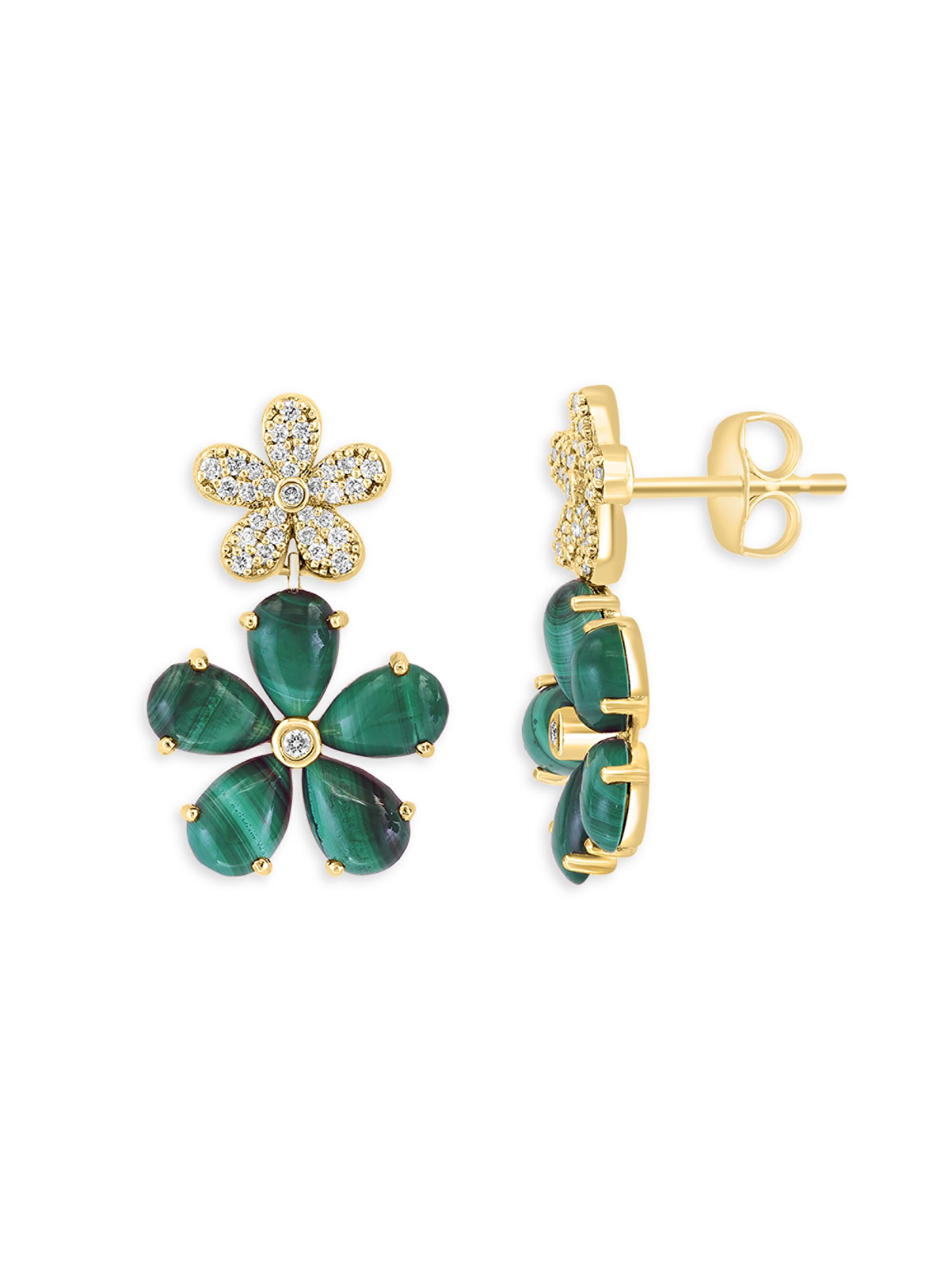 Click here for Effy Womens 14K Yellow Gold  Malachite & Diamond F... prices