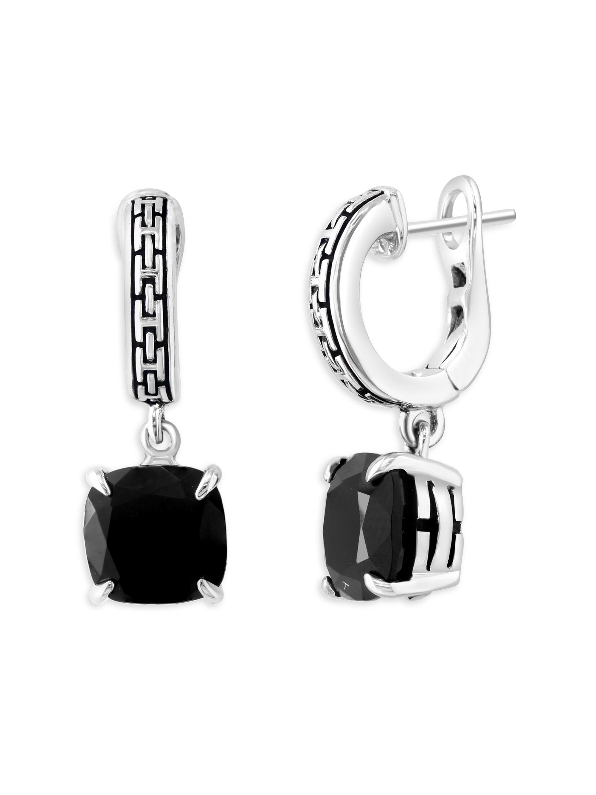 Click here for Effy Womens Sterling Silver & Onyx Huggie Earrings prices