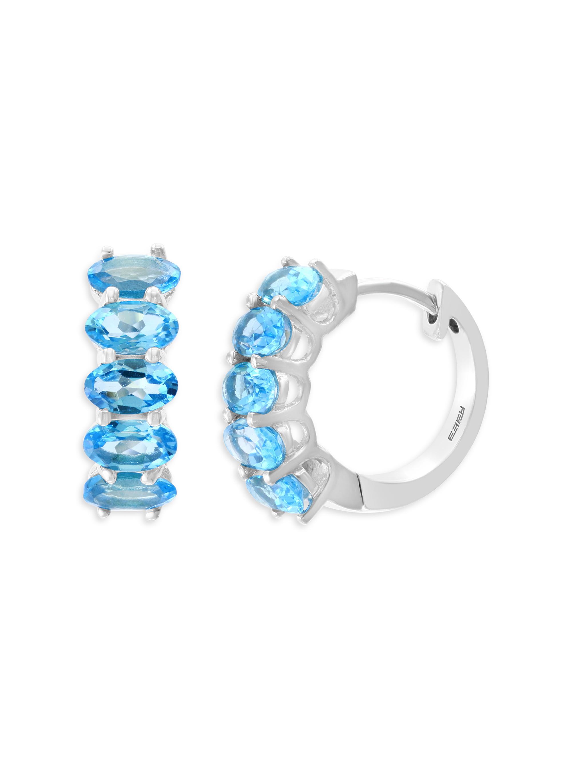 Click here for Effy Womens Sterling Silver & Blue Topaz Huggie Ea... prices