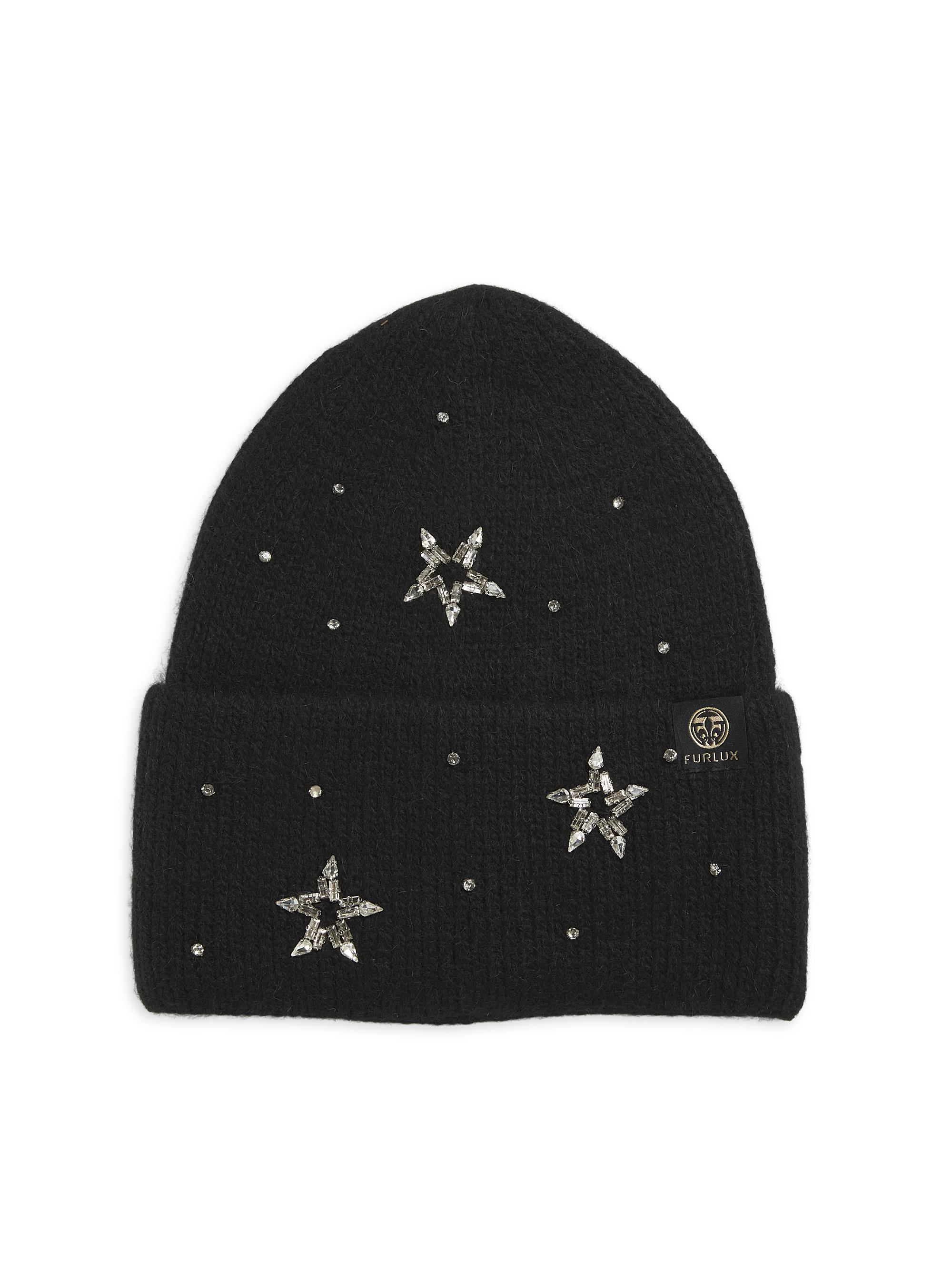 Click here for Furlux Womens Embellished Wool-Blend Beanie - Blac... prices