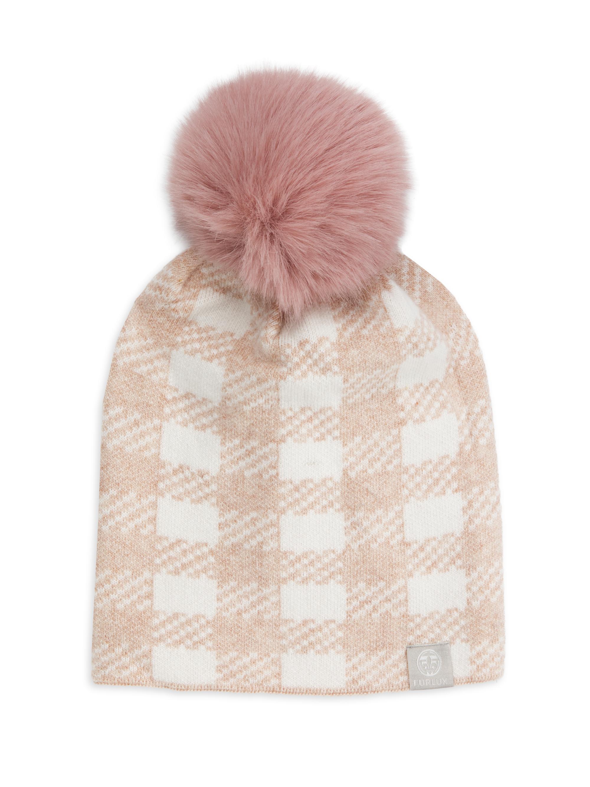 Click here for Furlux Womens Faux-Fur Trim Wool-Cashmere Beanie -... prices
