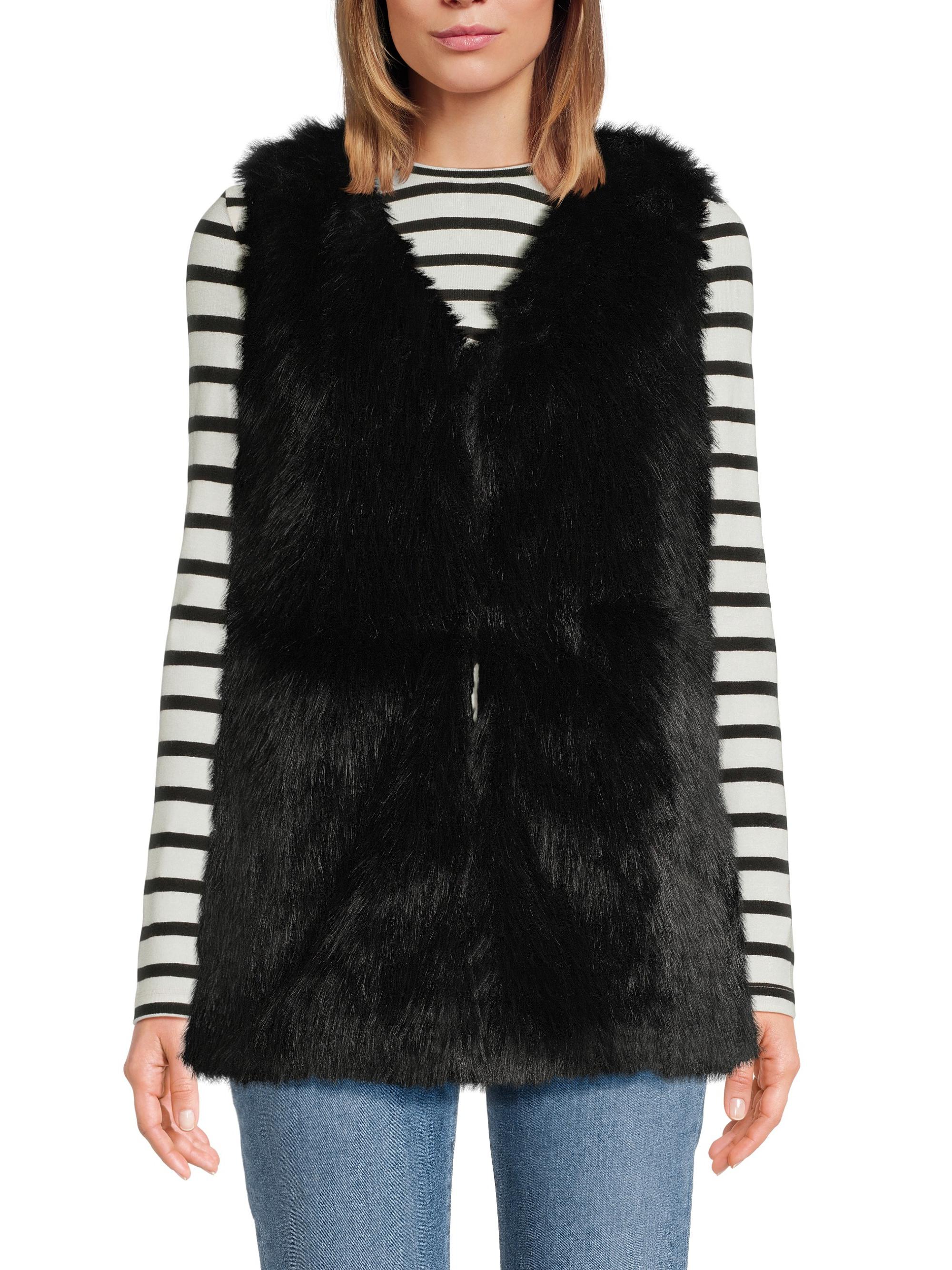 Click here for Surell Womens Faux Fur Vest - Black prices