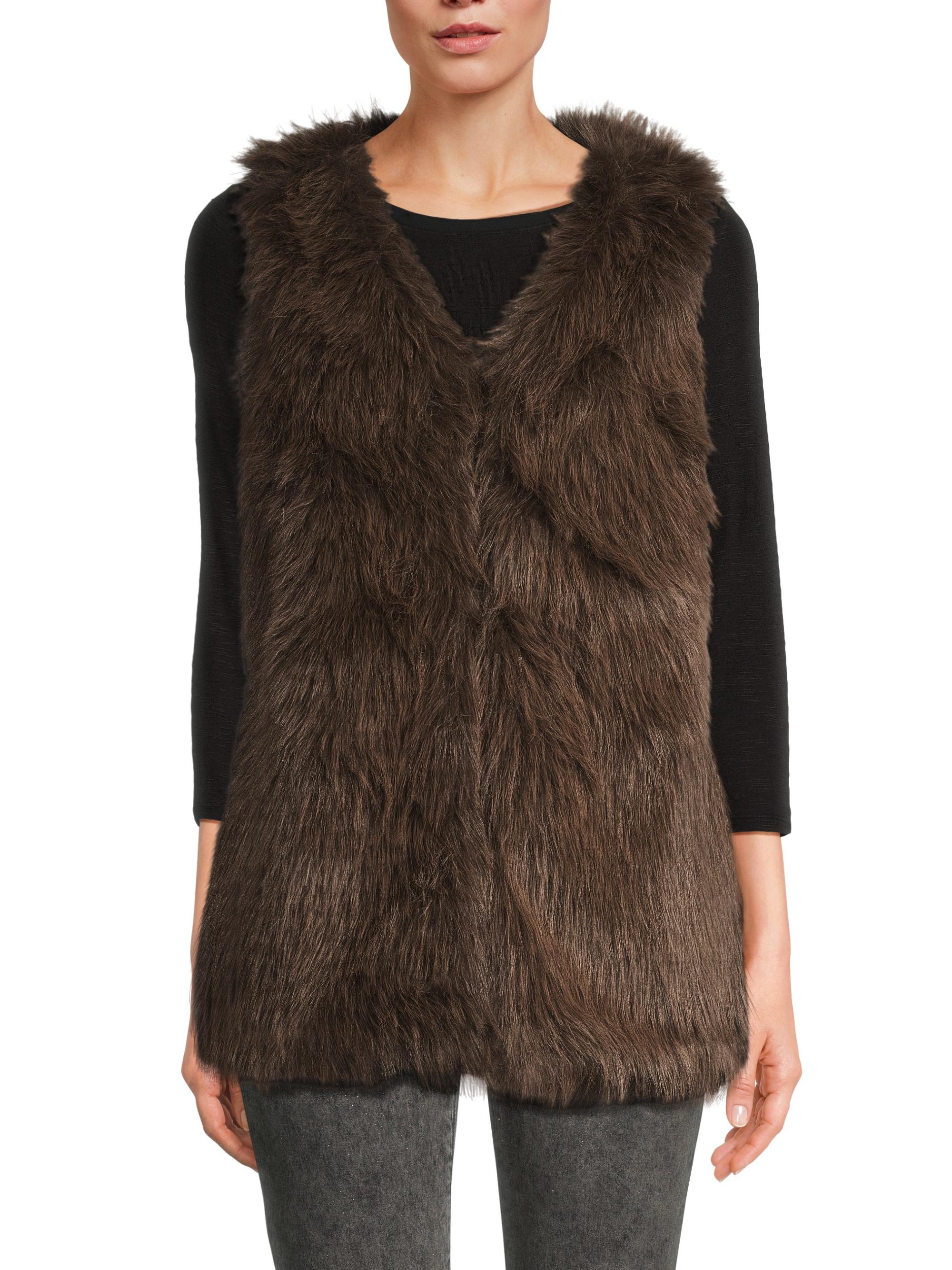 Click here for Surell Womens Faux Fur Vest - Mushroom prices