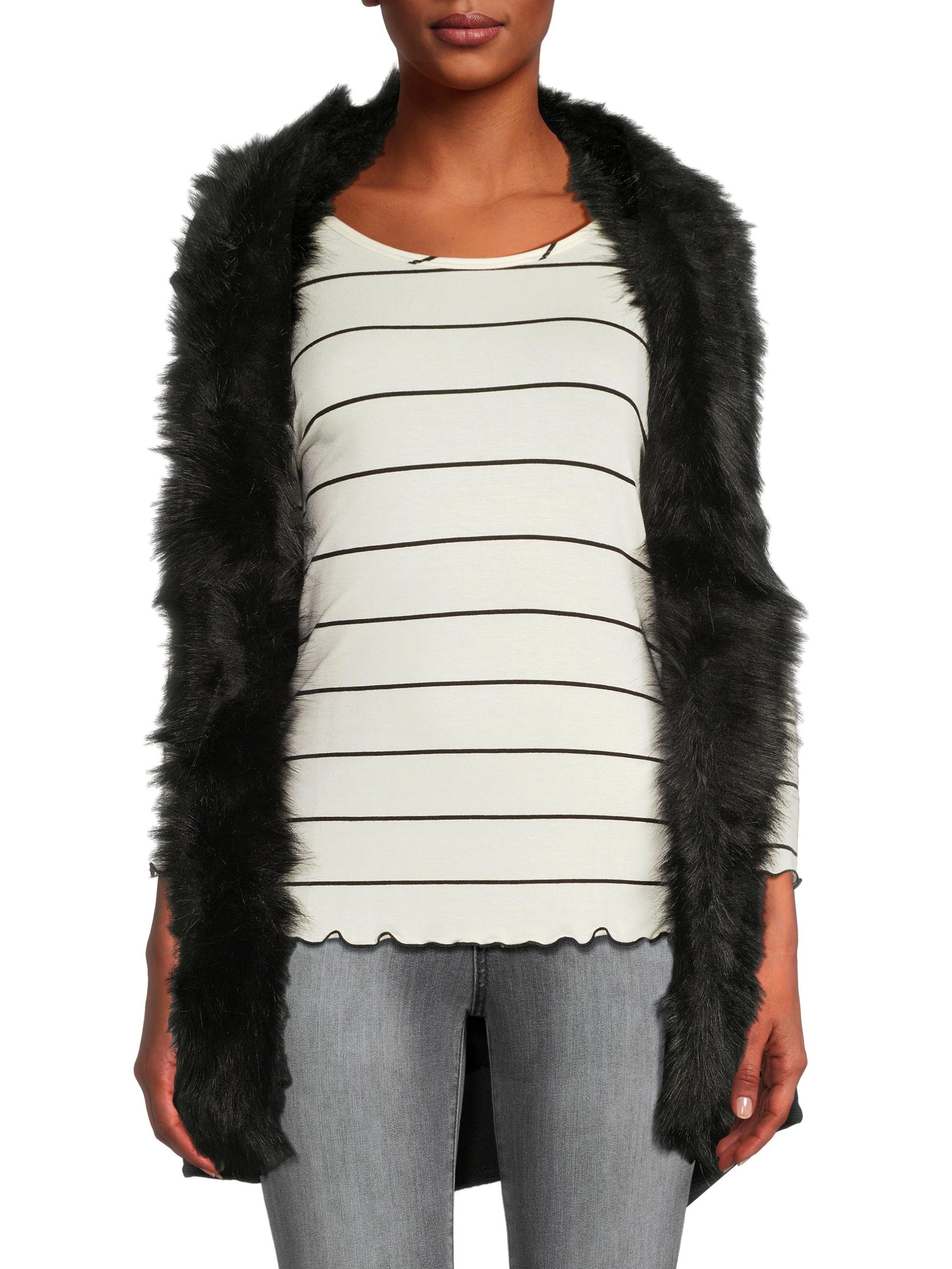 Click here for Surell Womens Open Front Faux Fur Jacket - Black prices