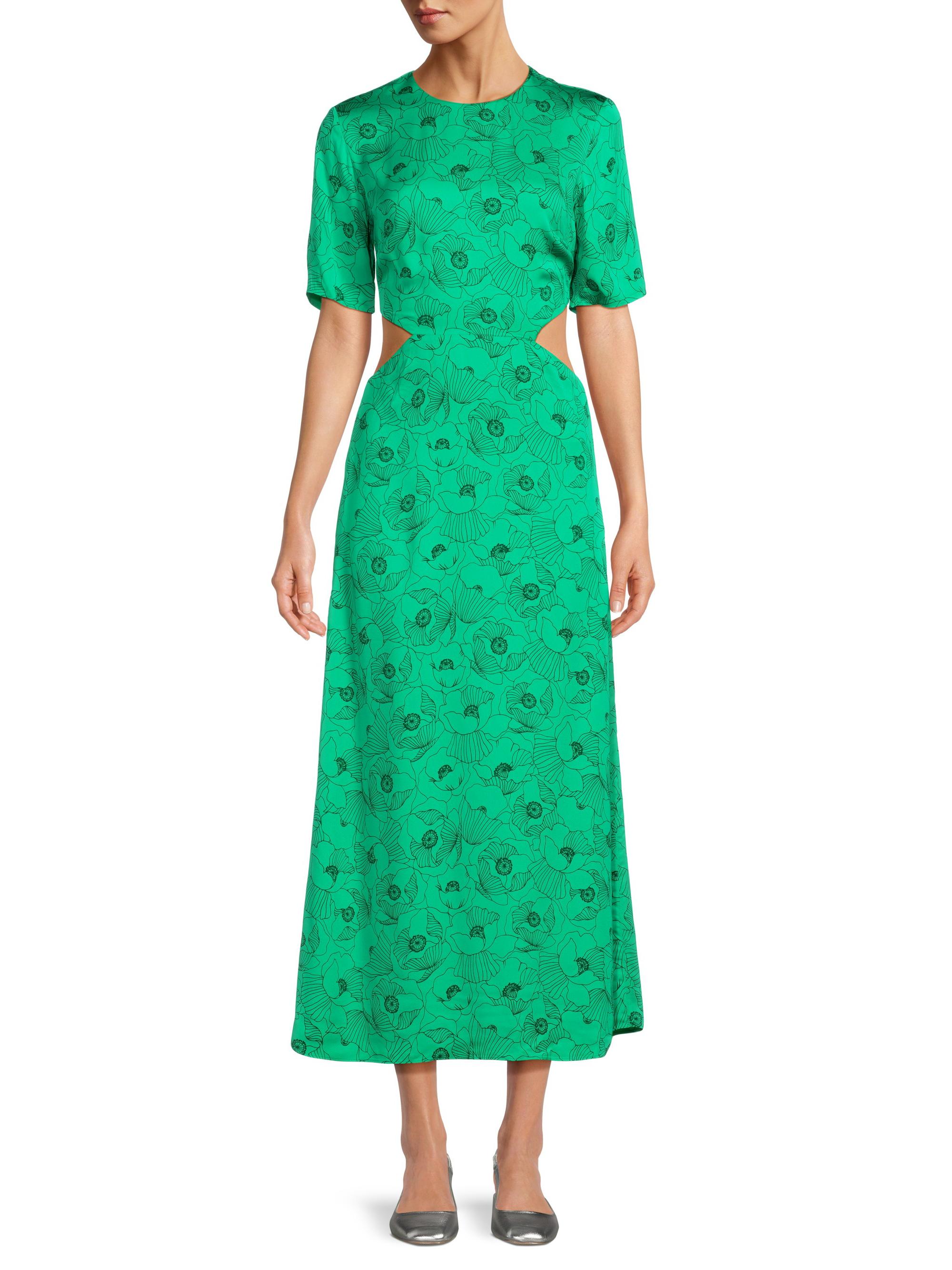 Click here for The Kooples Womens Floral Cutout Midi Dress - Gree... prices