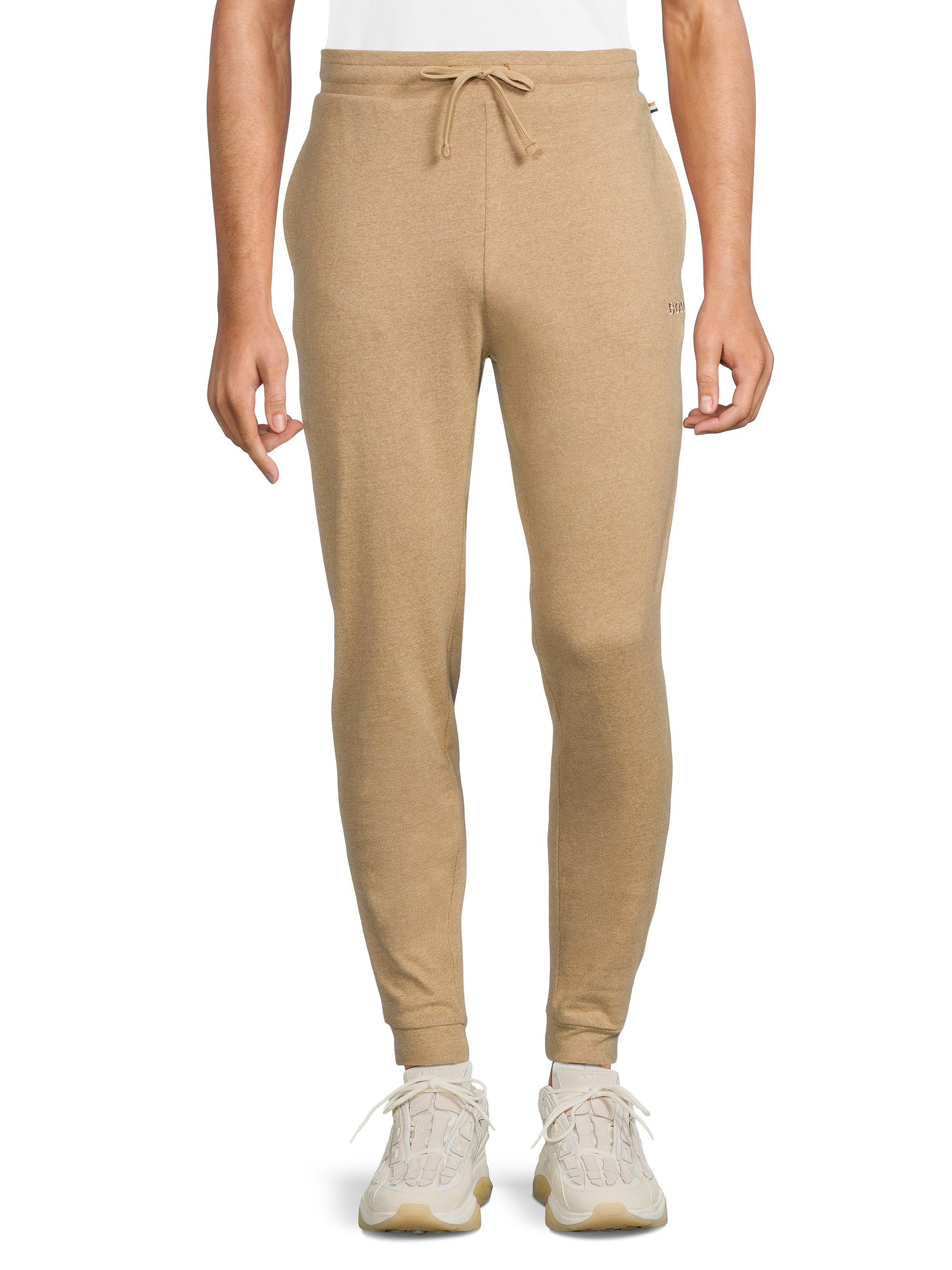 Click here for Boss Mens Heathered Drawstring Joggers - Beige - S... prices