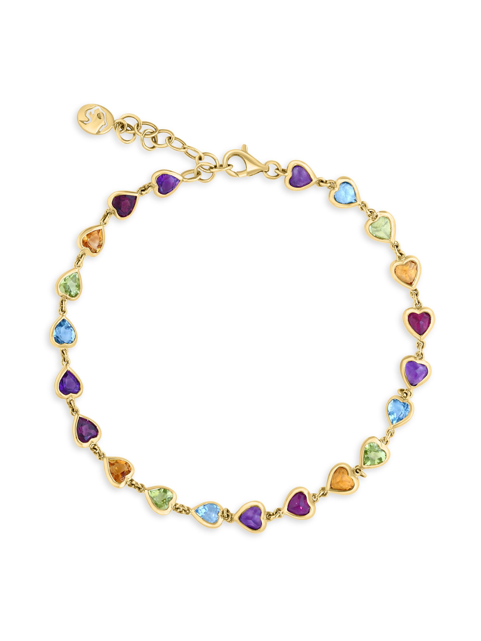 Click here for Effy Multi-Gemstone Heart Bezel Link Bracelet (5-5... prices