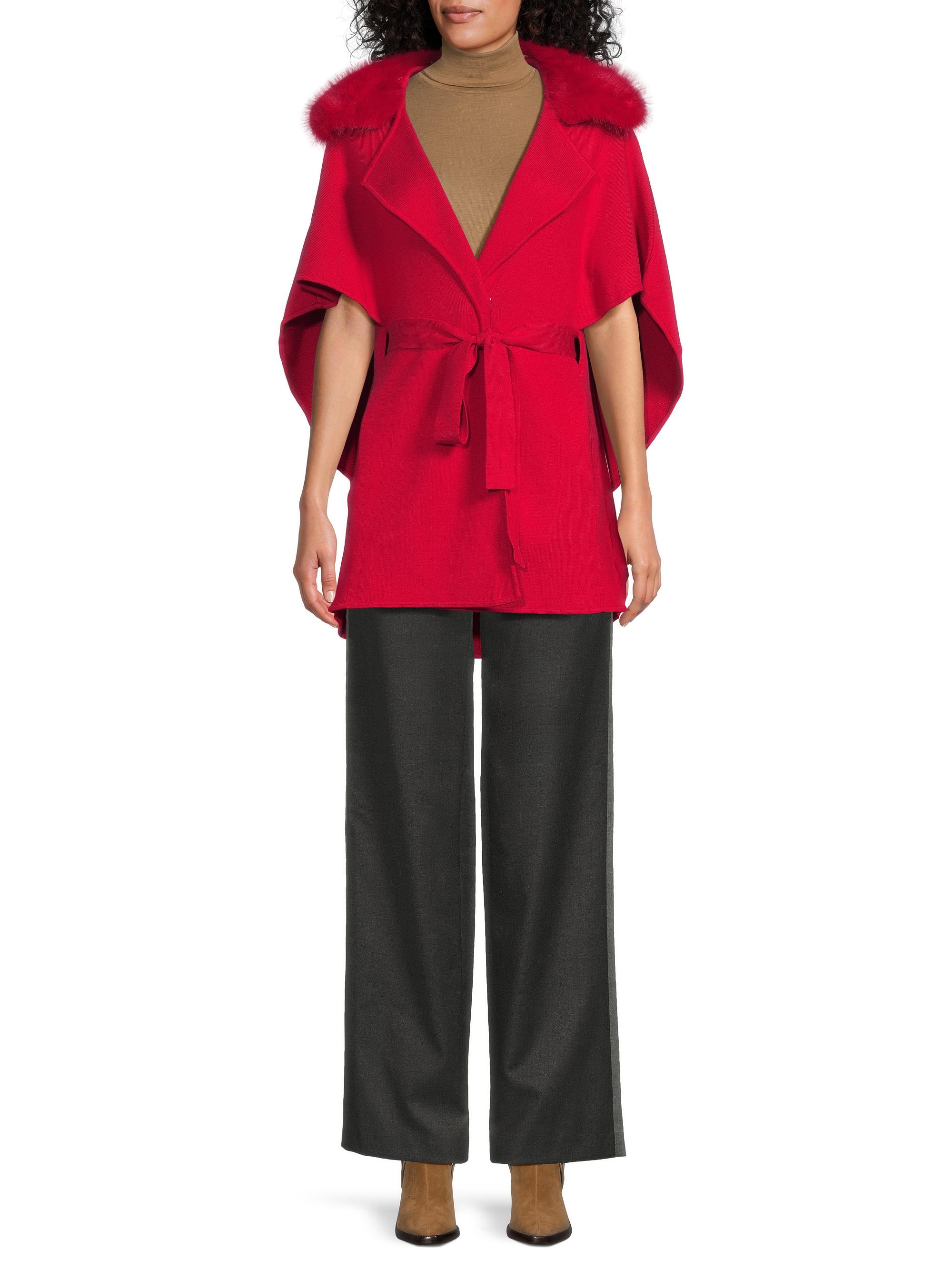 Click here for La Fiorentina Womens Faux Fur Trim Belted Coat - R... prices