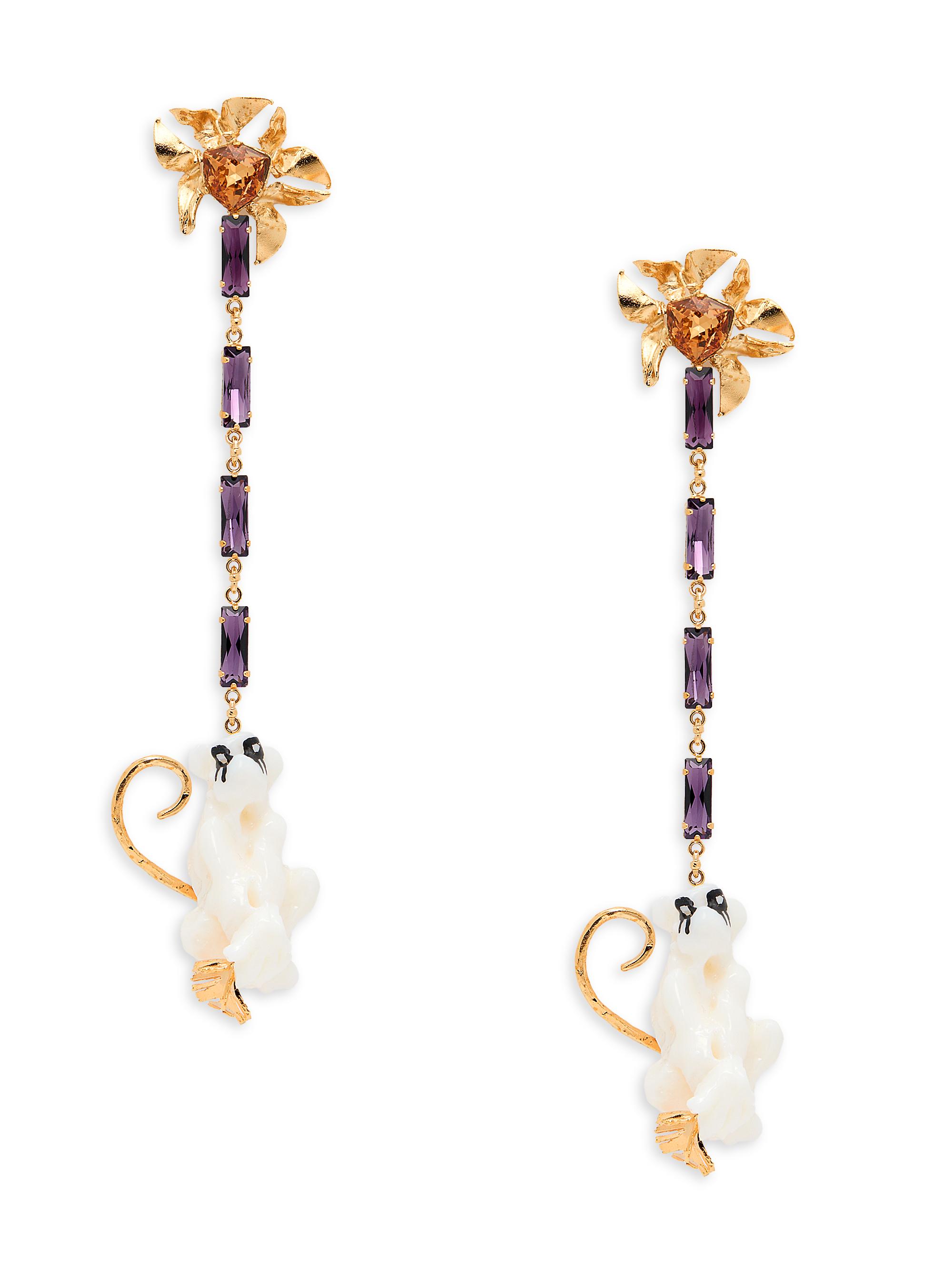 Click here for Valentino Womens Glass & Resin Drop Earrings prices