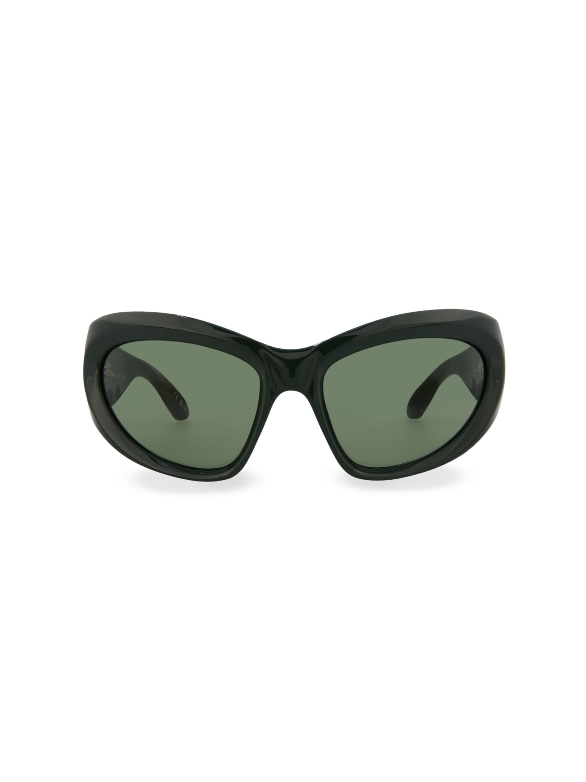 Click here for Balenciaga Womens 64MM Shield Sunglasses - Green prices