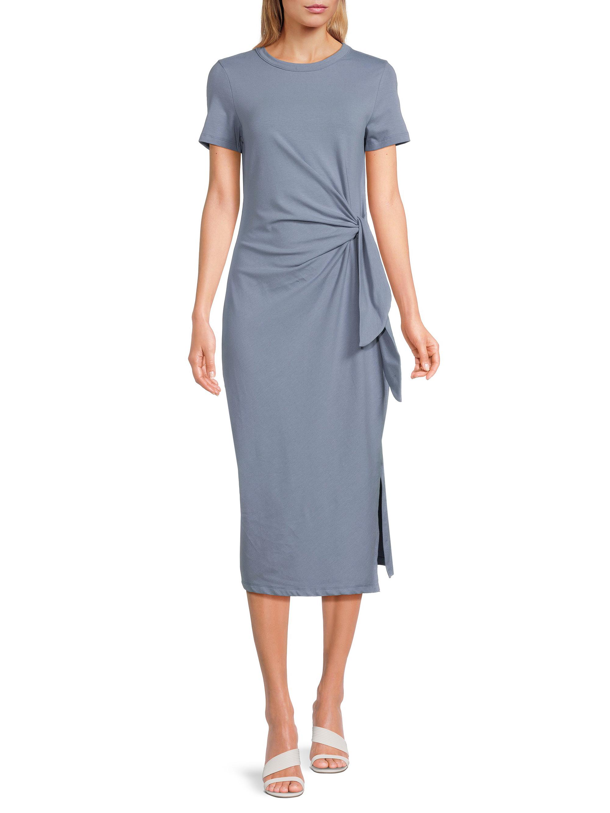 Click here for Renee C. Womens Knot Midi-Dress - Blue - Size M prices
