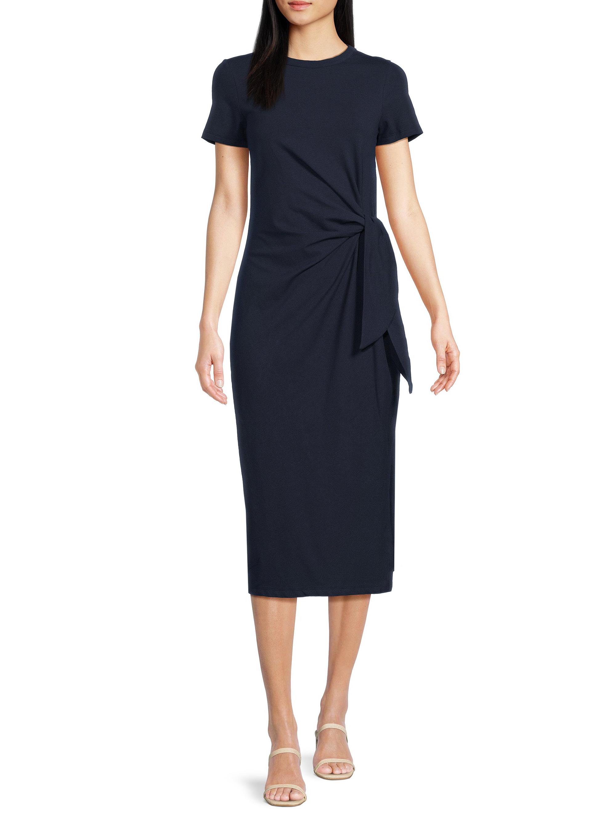 Click here for Renee C. Womens Knot Midi-Dress - Navy - Size L prices
