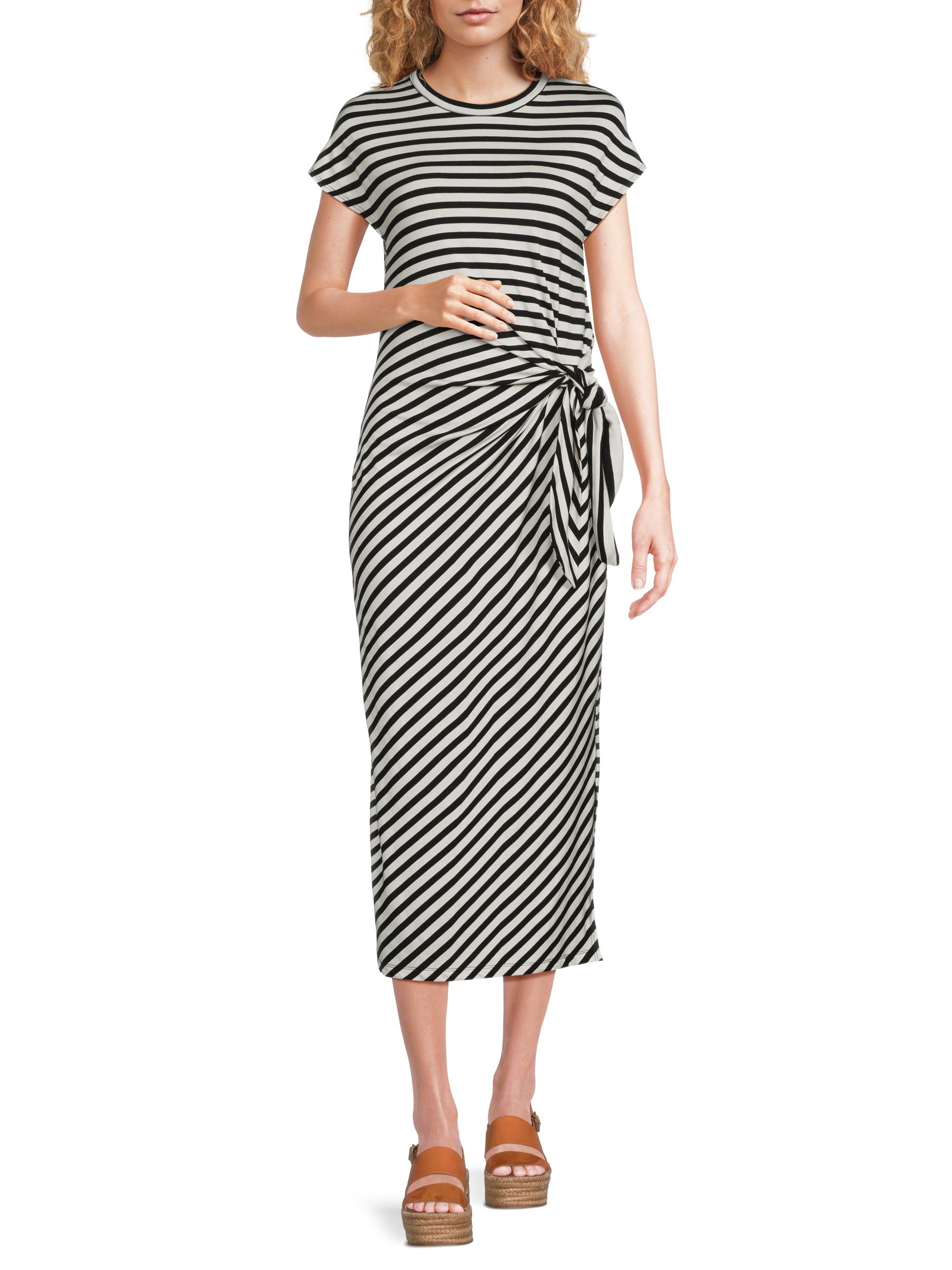 Click here for Renee C. Womens Striped Tie Knot Midi-Dress - Ivor... prices