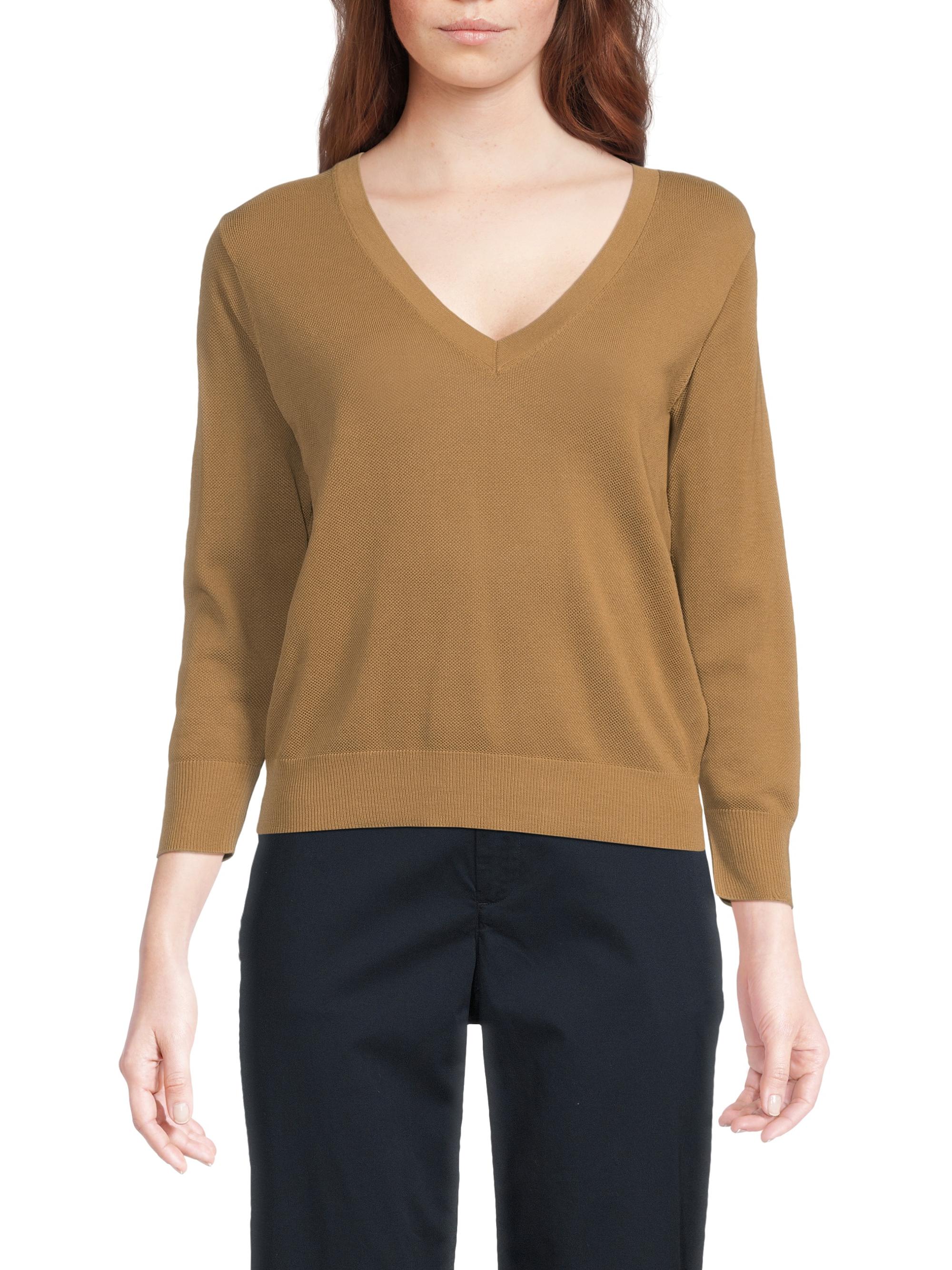 Click here for Vince Womens V Neck Sweater - Pecan - Size XL prices