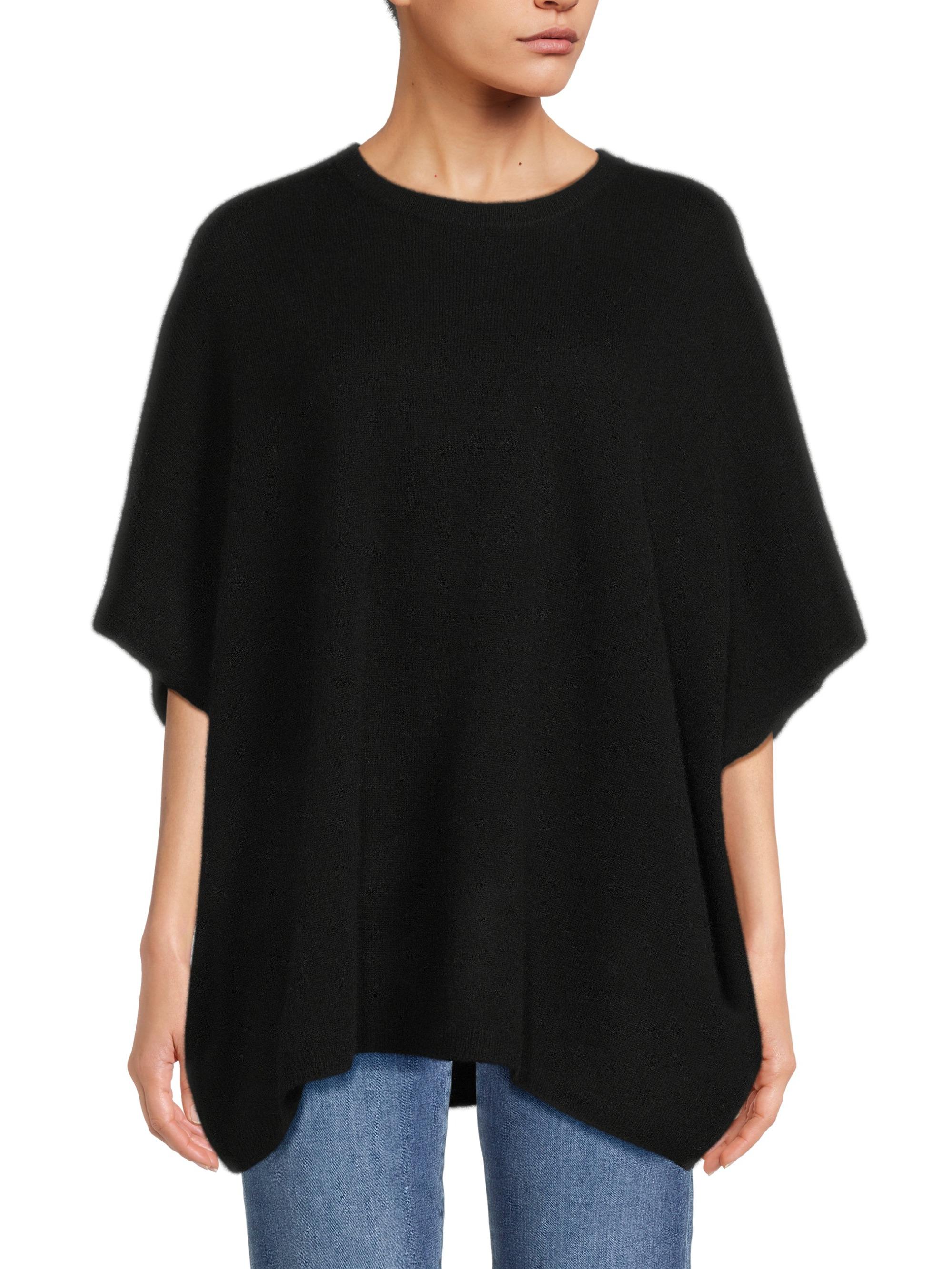 Click here for Amicale Womens Knit Cashmere Poncho - Black prices