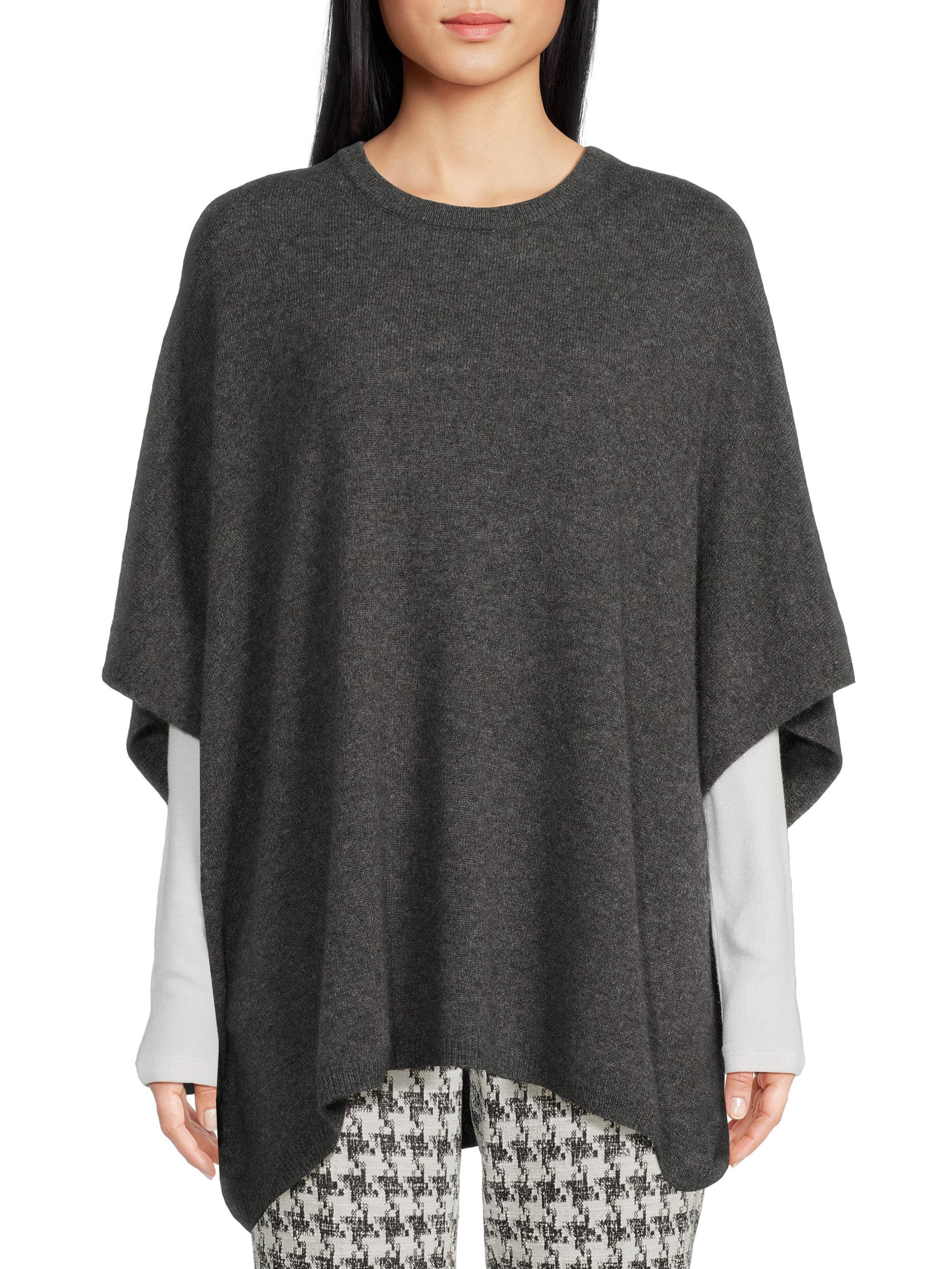 Click here for Amicale Womens Knit Cashmere Poncho - Charcoal prices
