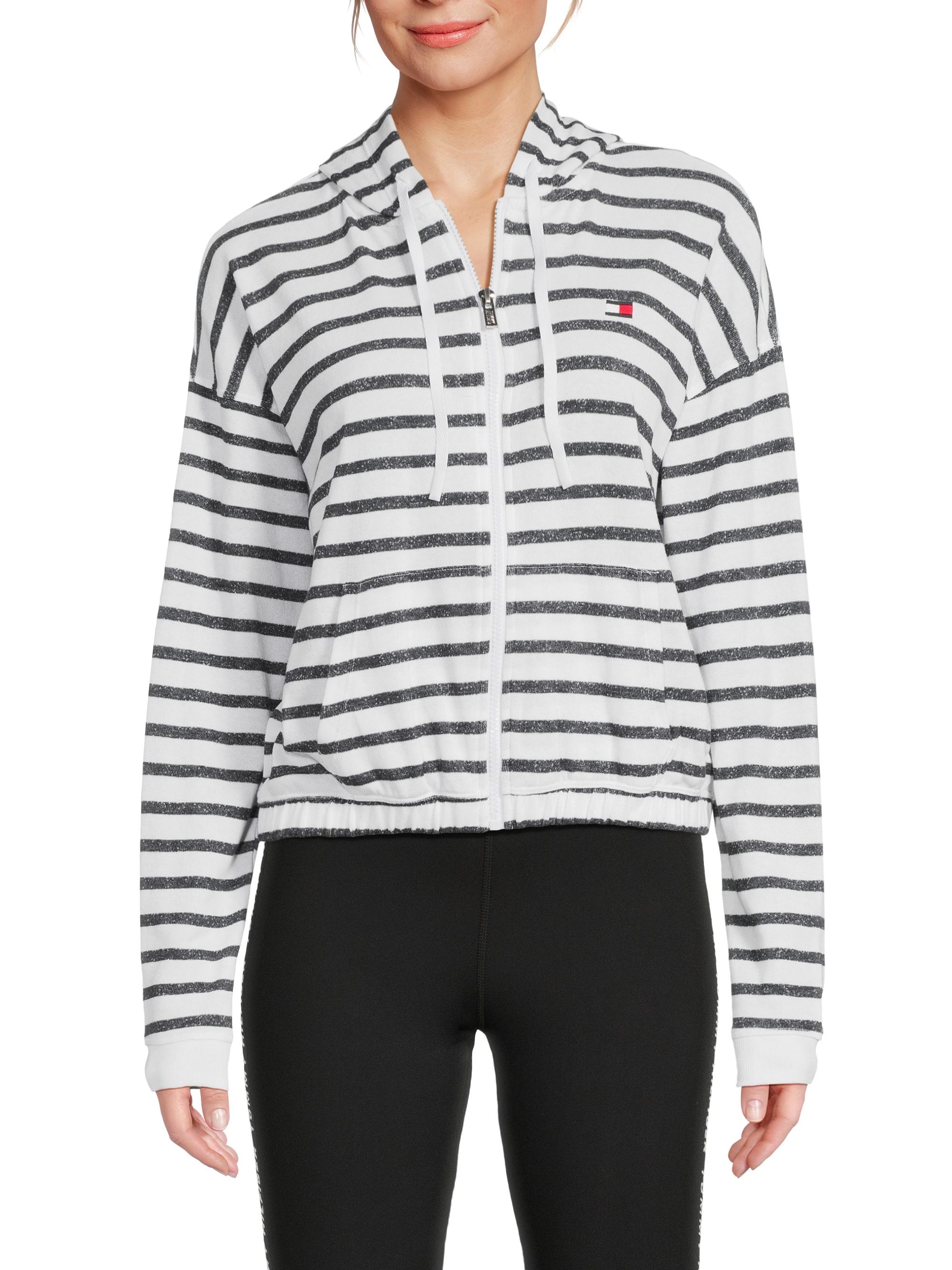 Click here for Tommy Hilfiger Womens Stripe Zip Hoodie - Navy Hea... prices