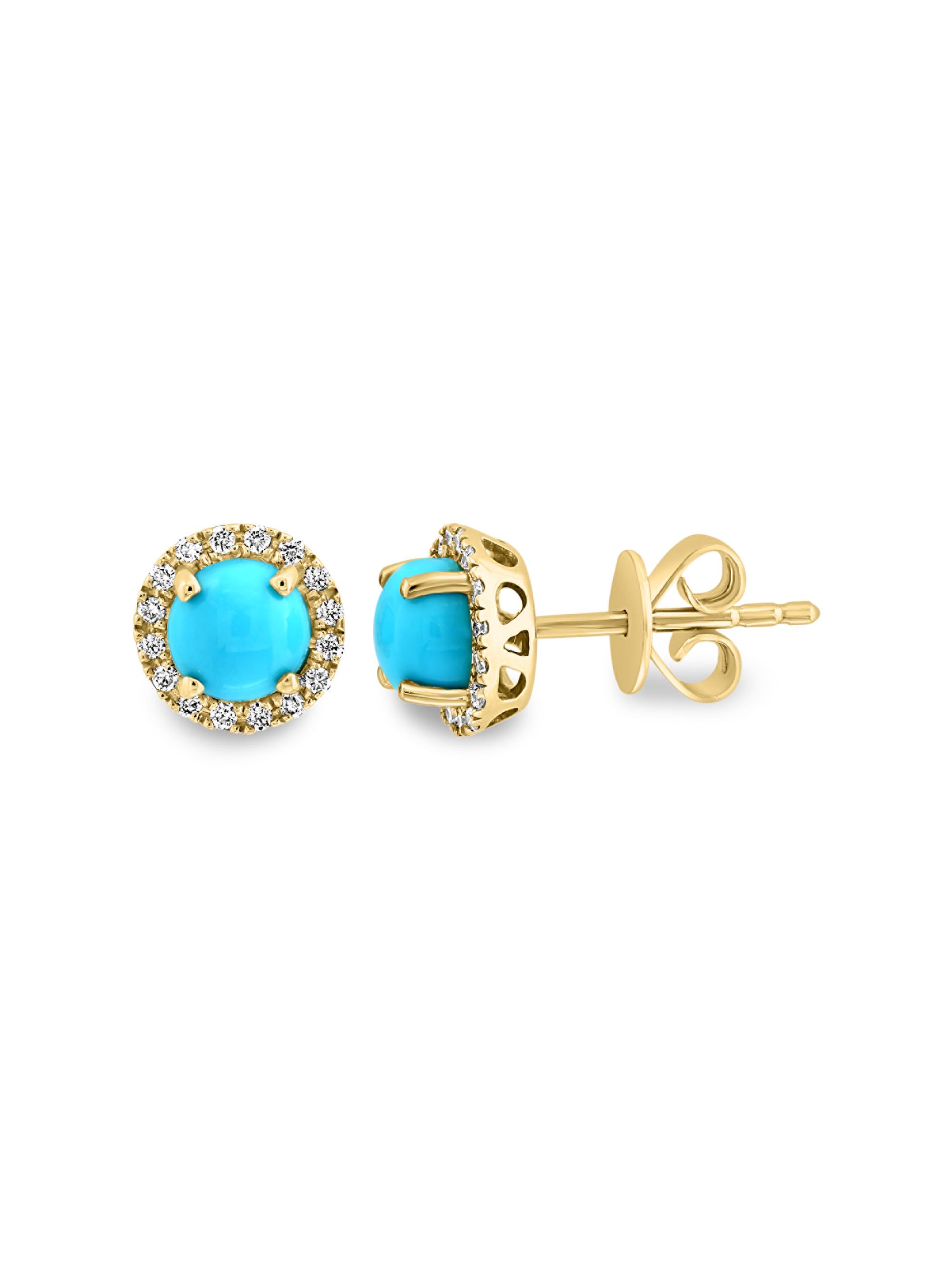 Click here for Effy Turquoise & Diamond (1/8 ct. t.w.) Halo Stud... prices