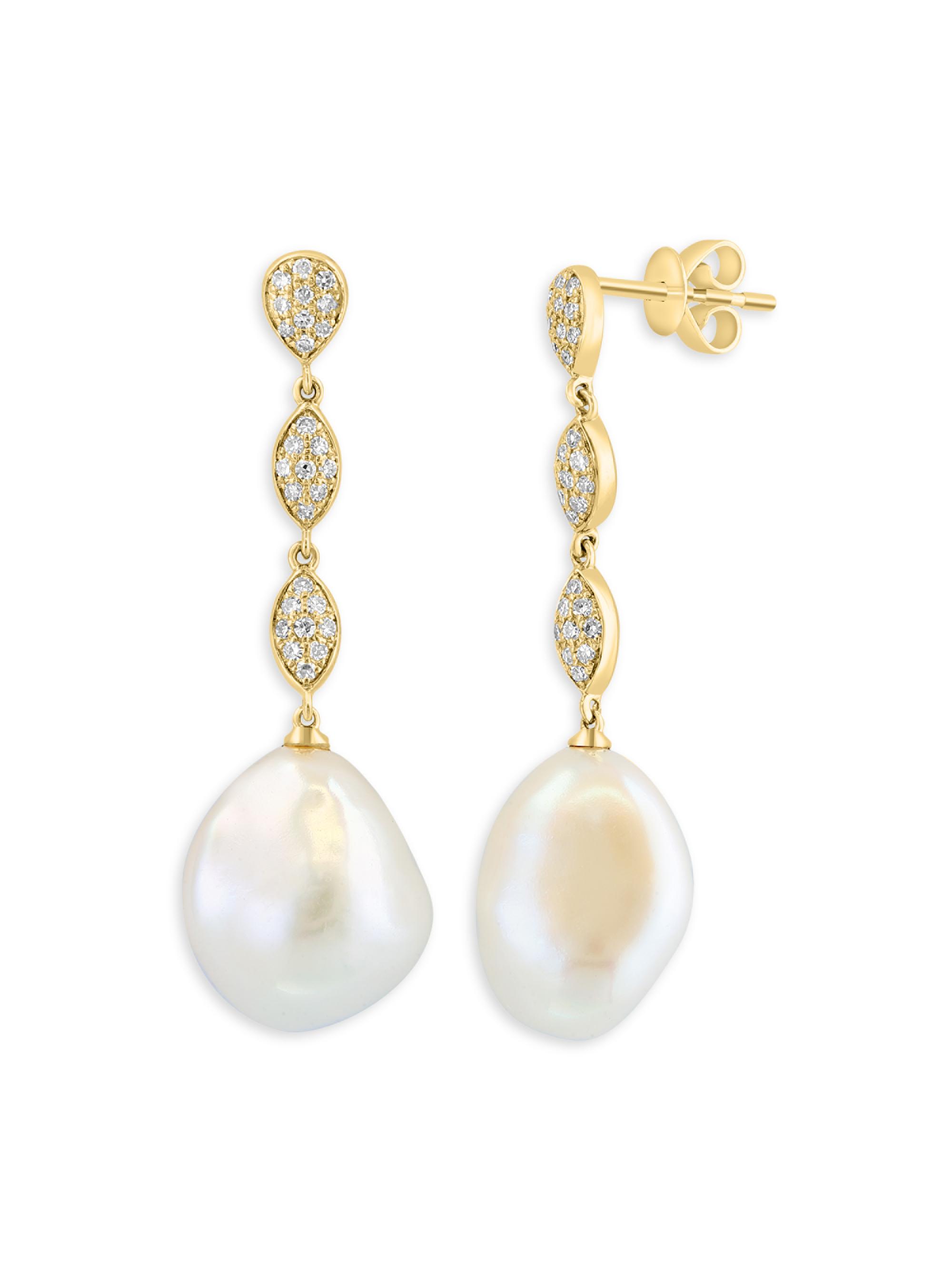 Click here for Effy Womens 14K Yellow Gold  11-13MM Baroque Fresh... prices