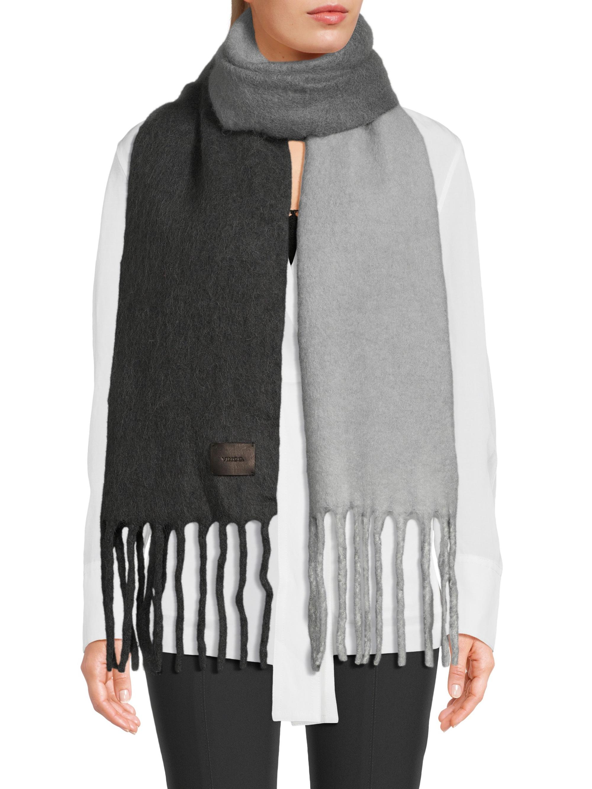 Click here for Vince Womens Two Tone Alpaca-Blend Scarf - Charcoa... prices