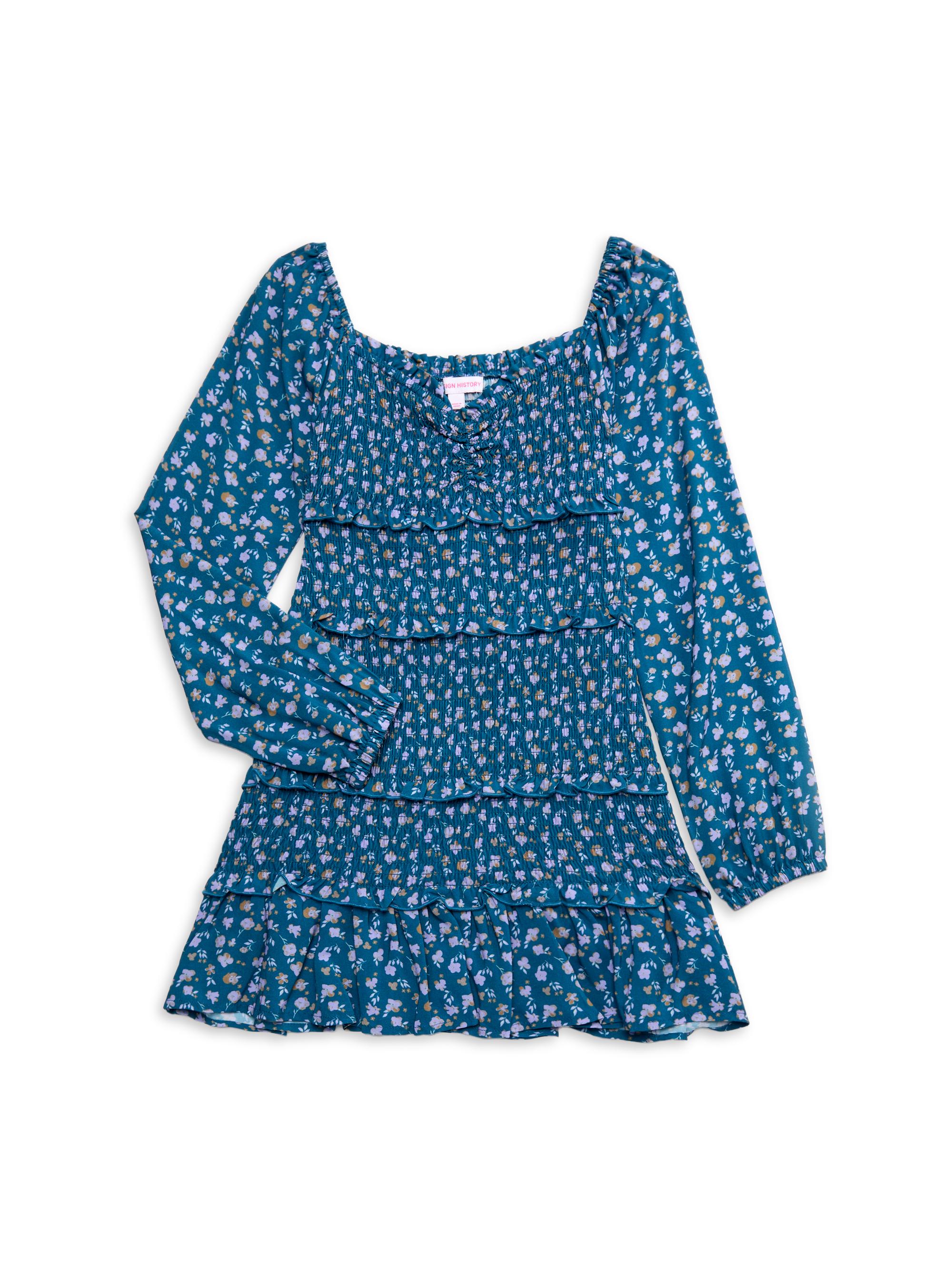 Click here for Design History Girls Print Smocked Dress - Blue -... prices